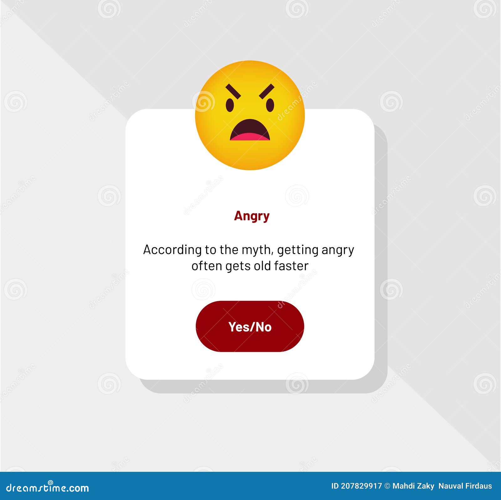 Emoticon Reaction Angry, Greeting Card - Vector Stock Vector ...
