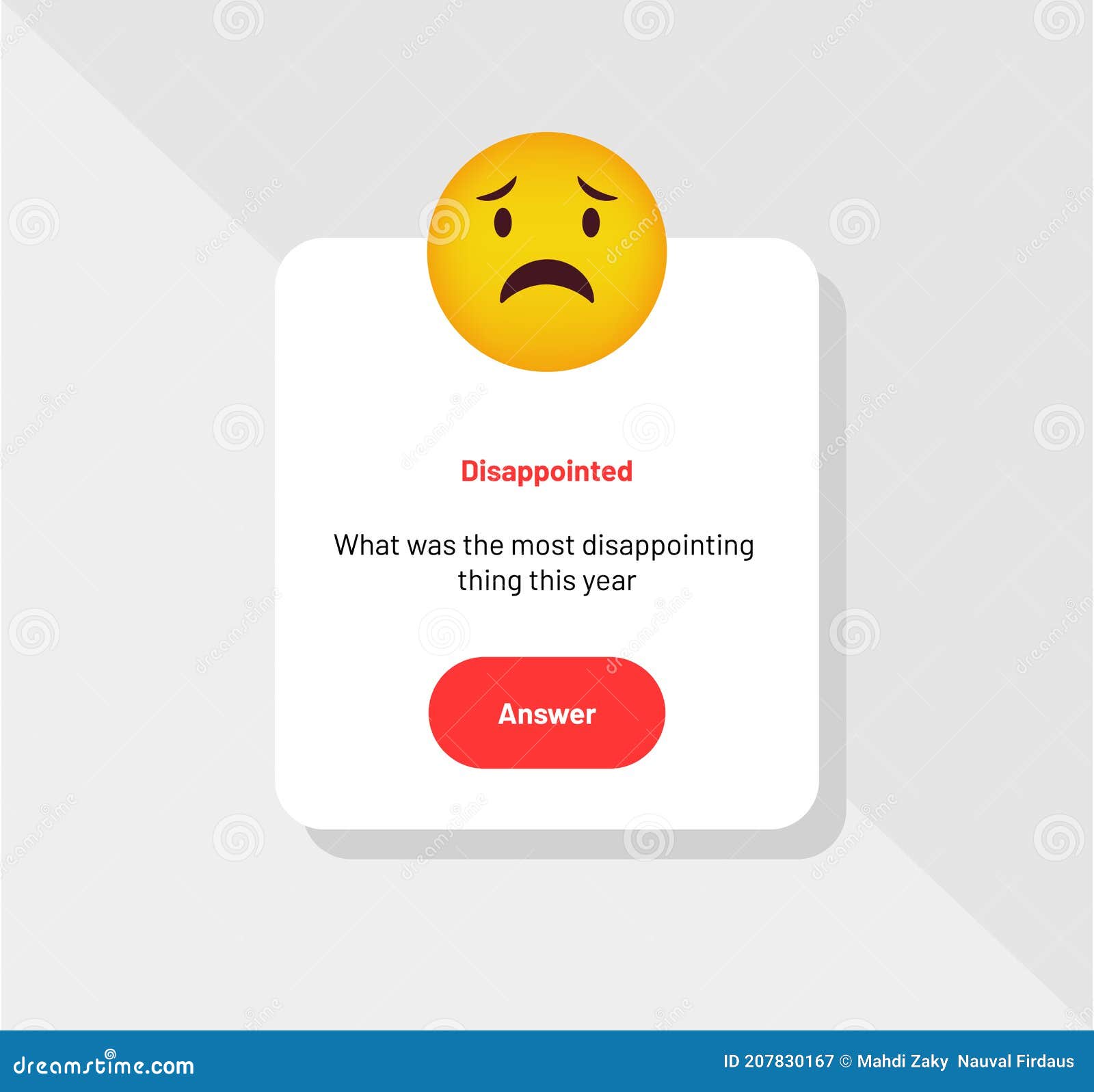 Emoticon Reaction Disappointed, Greeting Card - Vector Stock Vector ...
