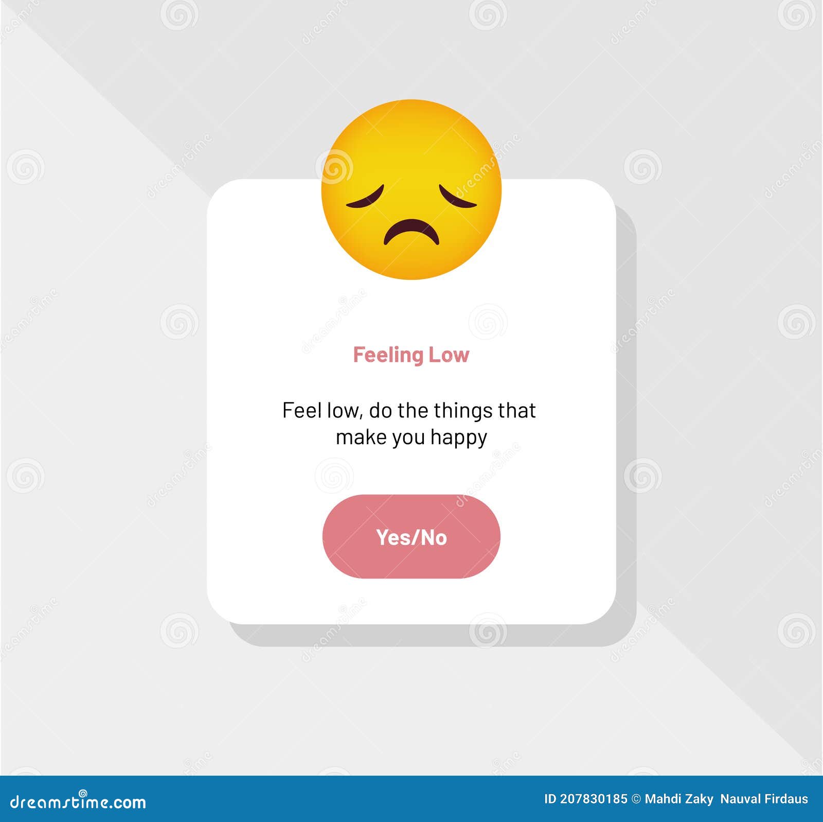 Emoticon Reaction Feeling Low, Greeting Card - Vector Stock Vector ...