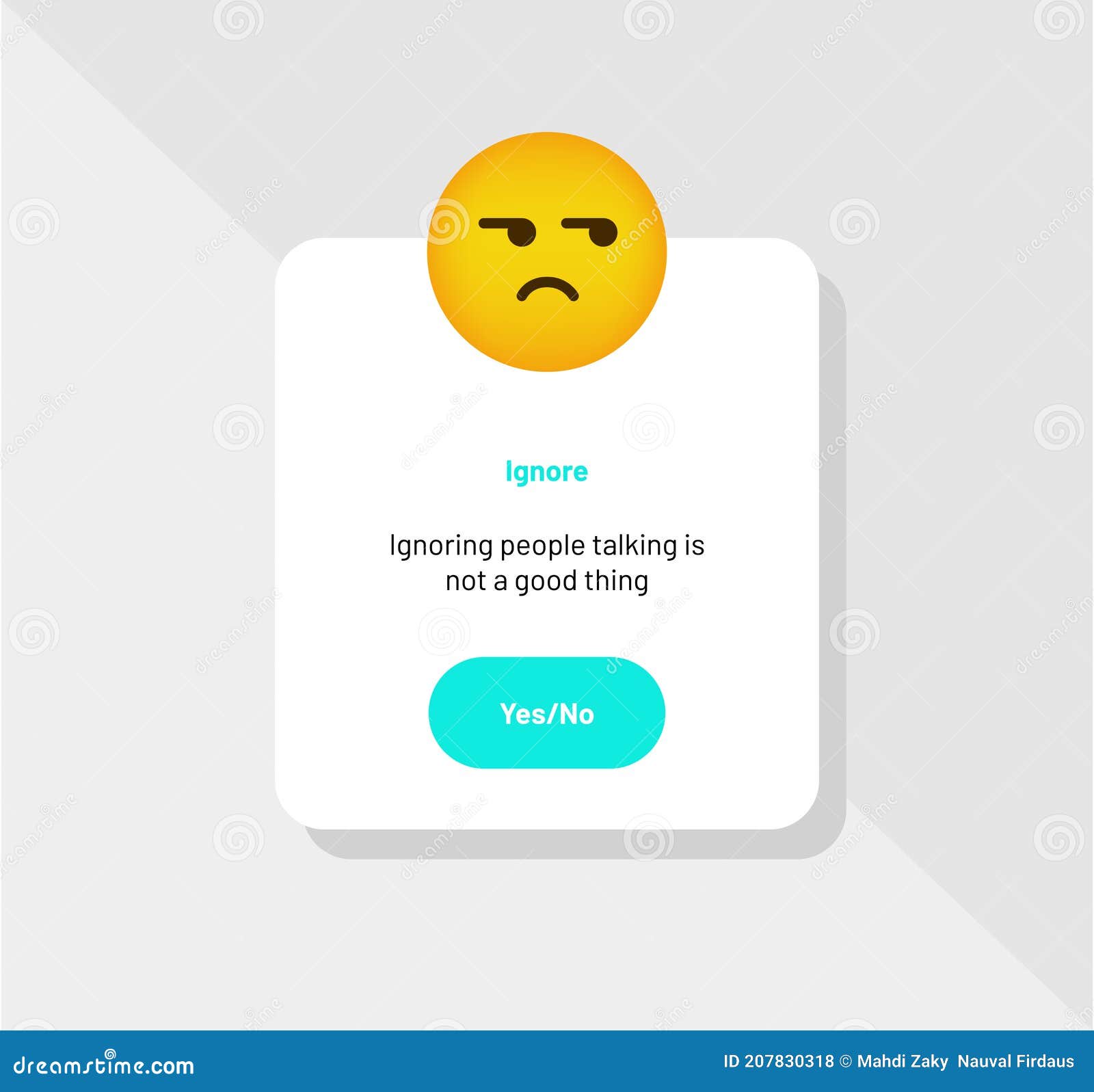 Emoticon Reaction Ignore, Greeting Card - Vector Stock Vector ...