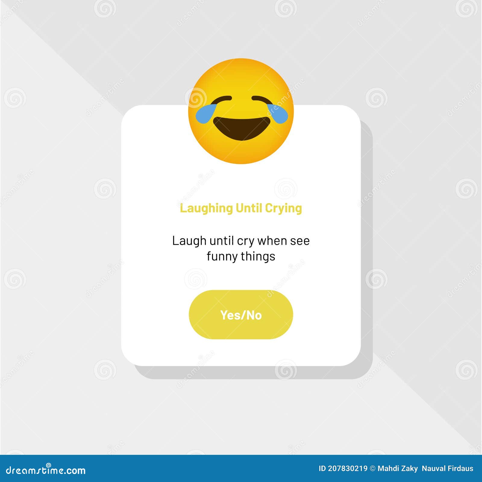 Emoticon Reaction Laughing until Crying, Greeting Card - Vector Stock ...