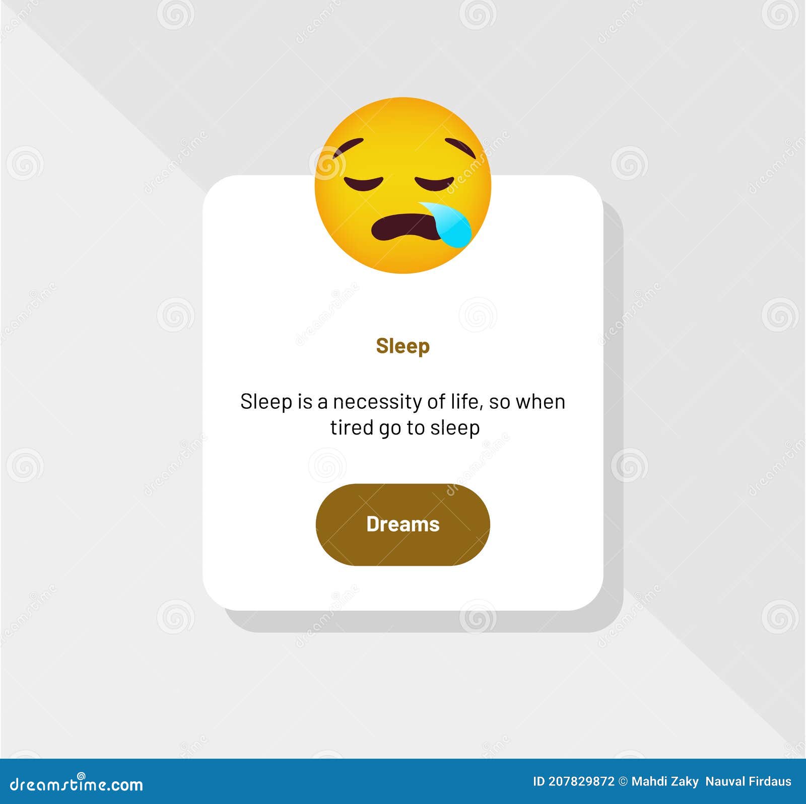 Emoticon Reaction, Sleep Greeting Card - Vector Stock Vector ...