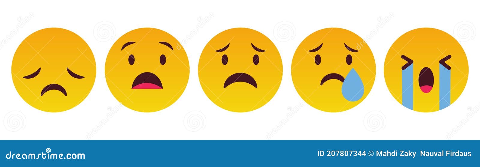 Emoticon Sad and Cry Reaction Set - Vector Stock Vector - Illustration ...