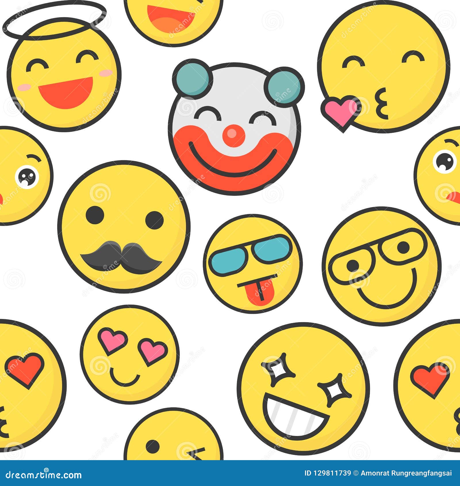 Emoticon Seamless Pattern for Use As Wrapping Paper Stock Vector ...