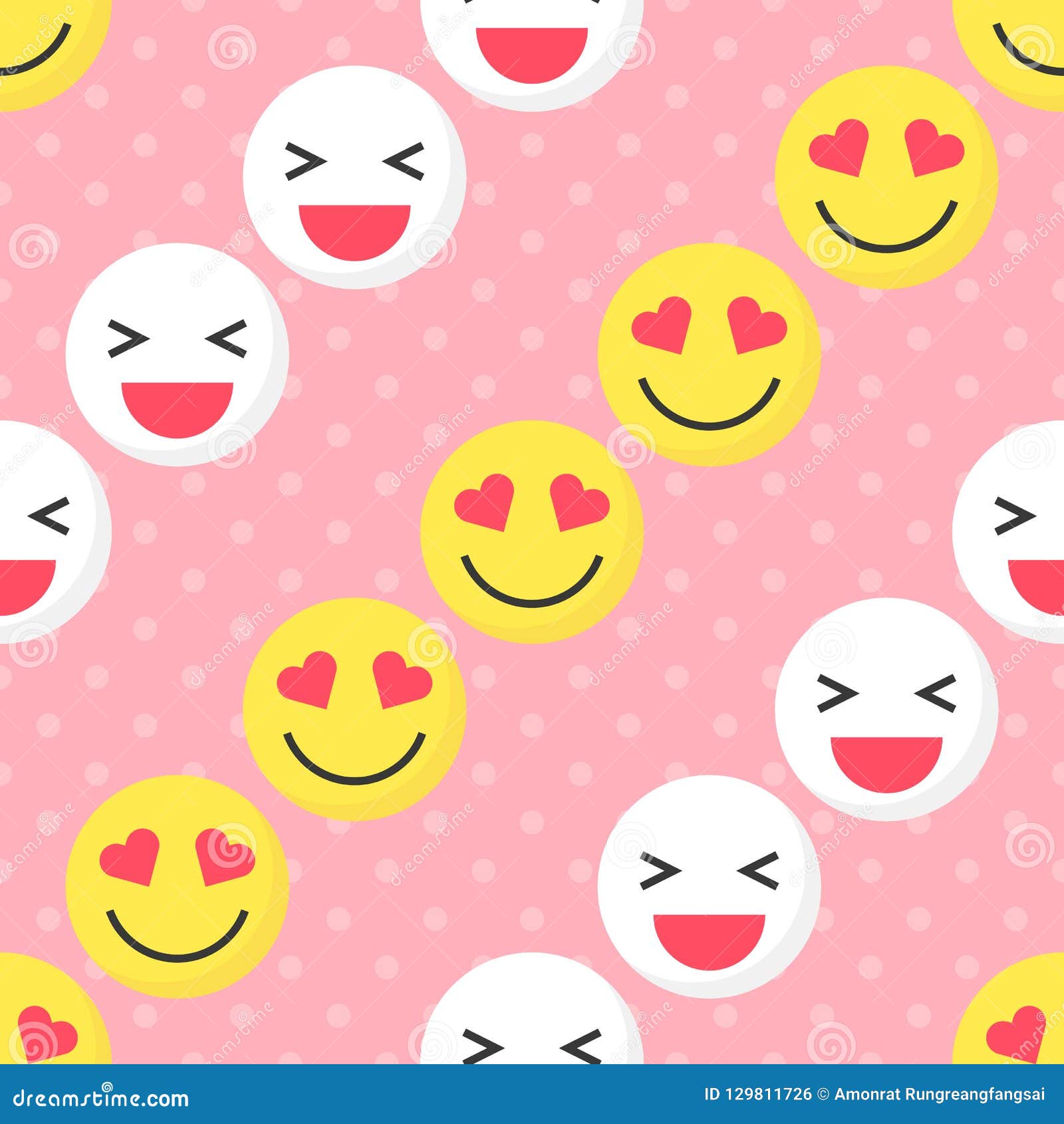 Emoticon Seamless Pattern, Flat Design for Use As Wallpaper or B Stock ...
