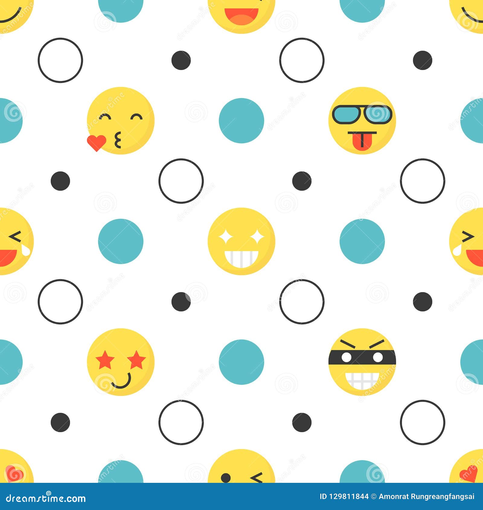 Emoticon Seamless Pattern, Flat Design for Use As Wallpaper or B Stock ...