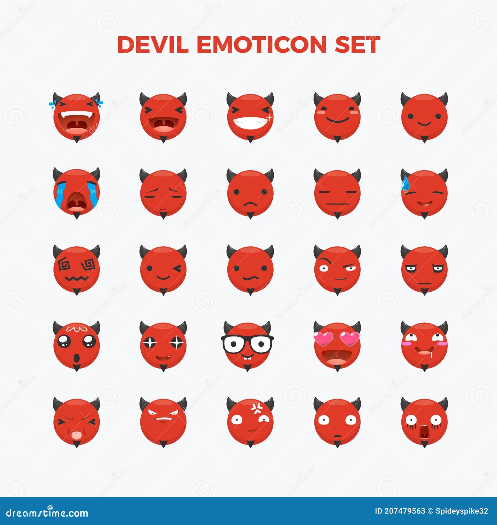 Emoticon Set of Devil. Isolated Vector Illustration Stock Vector ...