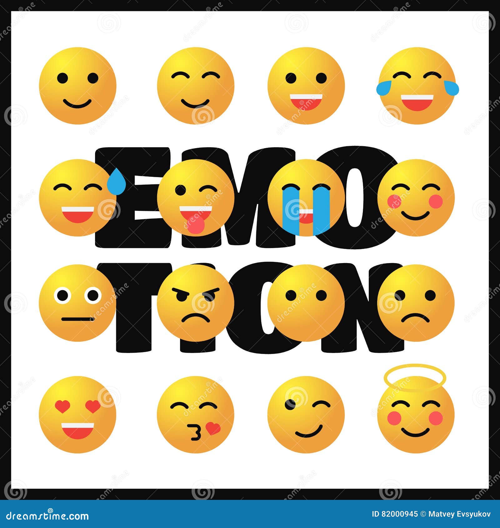 Emoticon set stock illustration. Illustration of character - 82000945