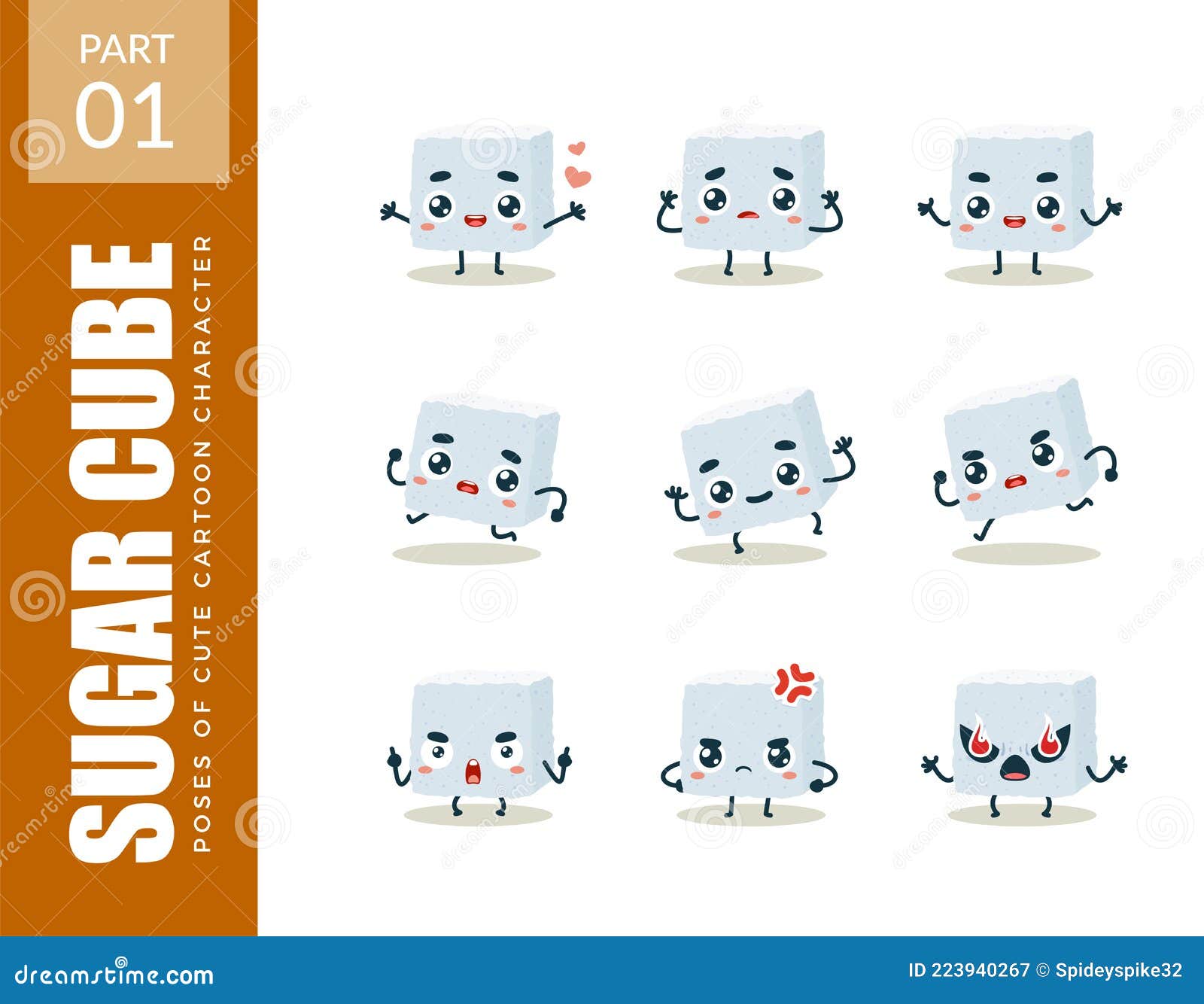 Emoticon Set of Sugar Cube. First Set Stock Vector - Illustration of ...