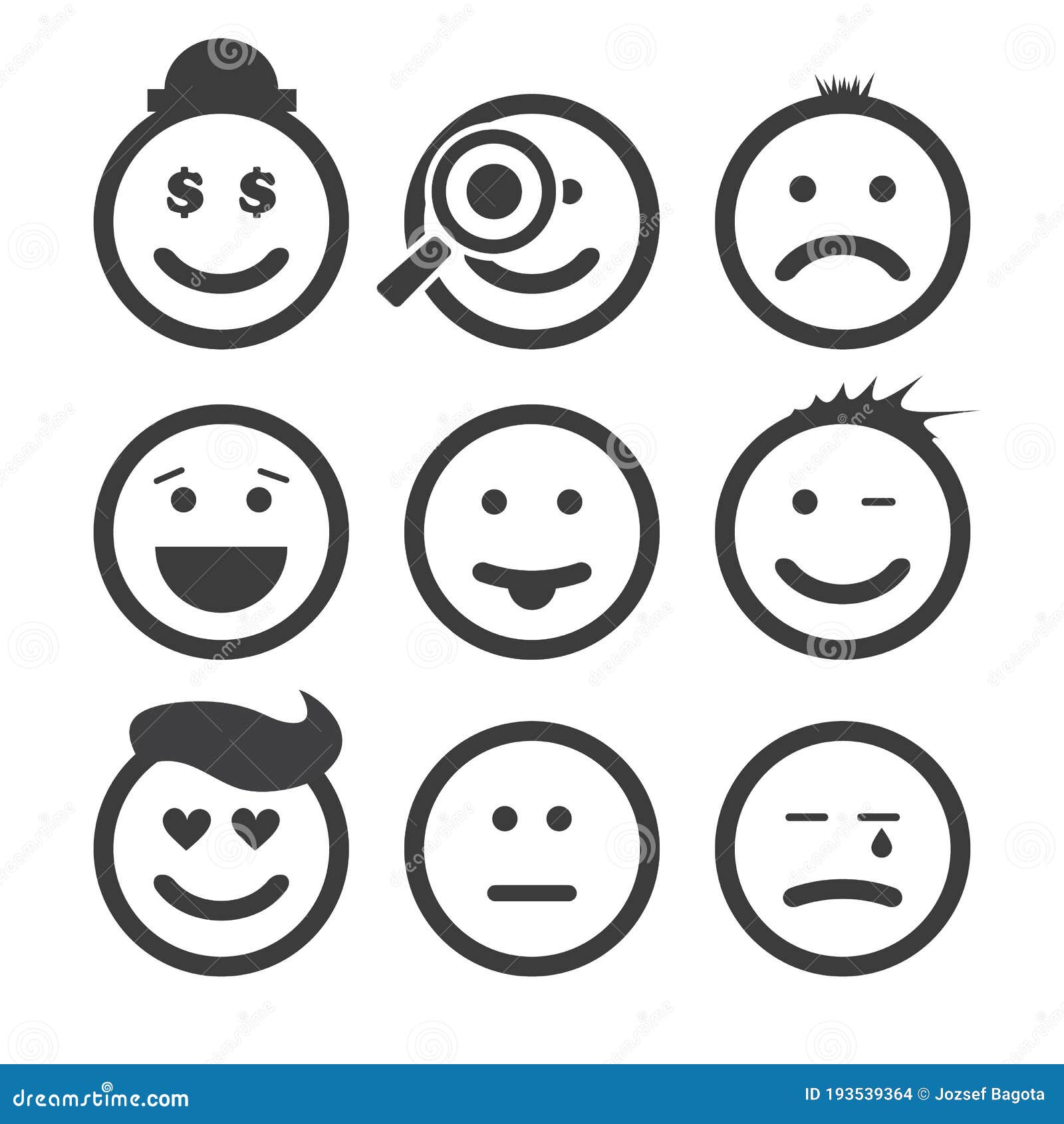 Emoticon Set with Various Expressions Stock Vector - Illustration of ...