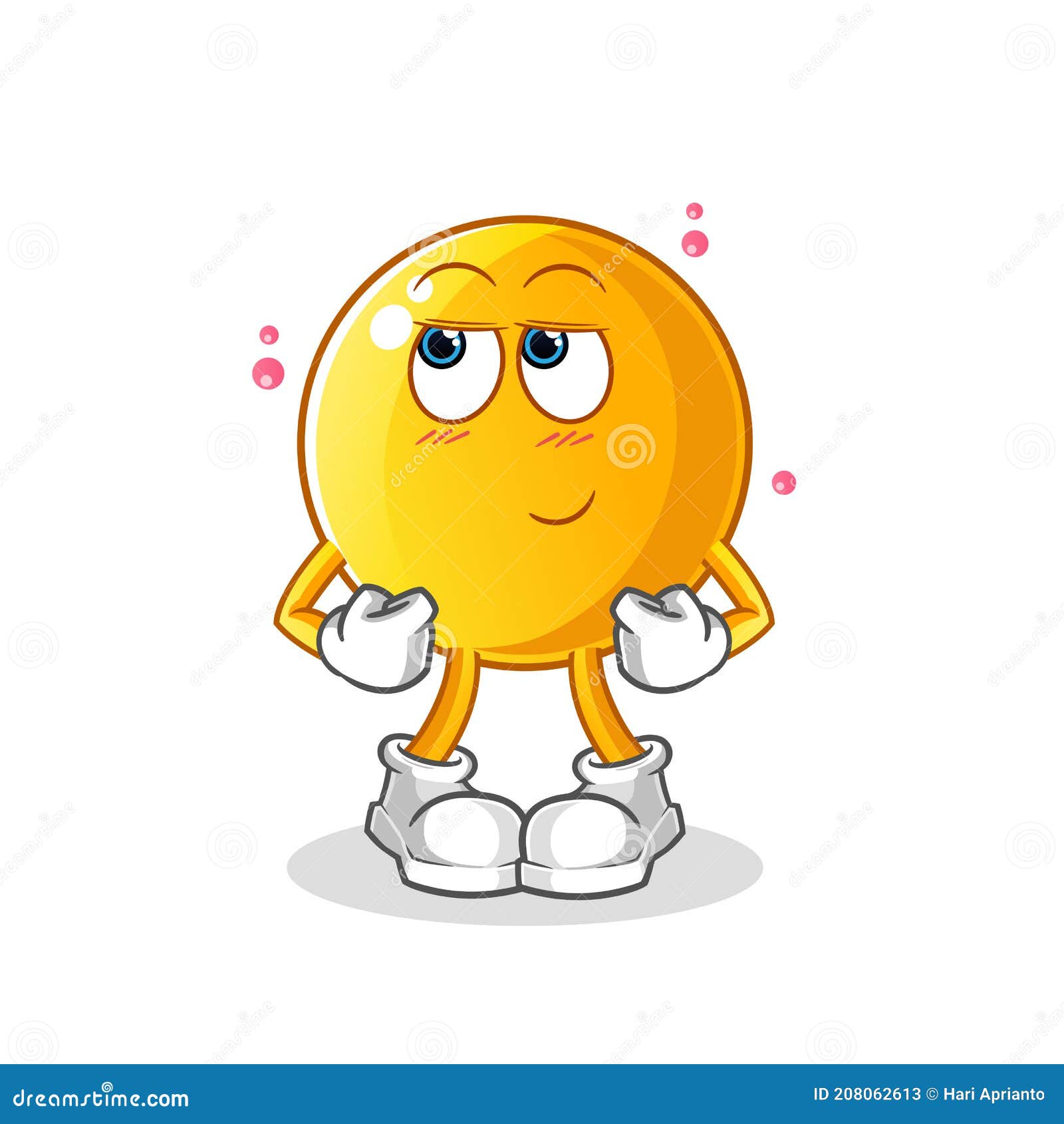Emoticon Shy Vector. Cartoon Character Stock Vector - Illustration of ...
