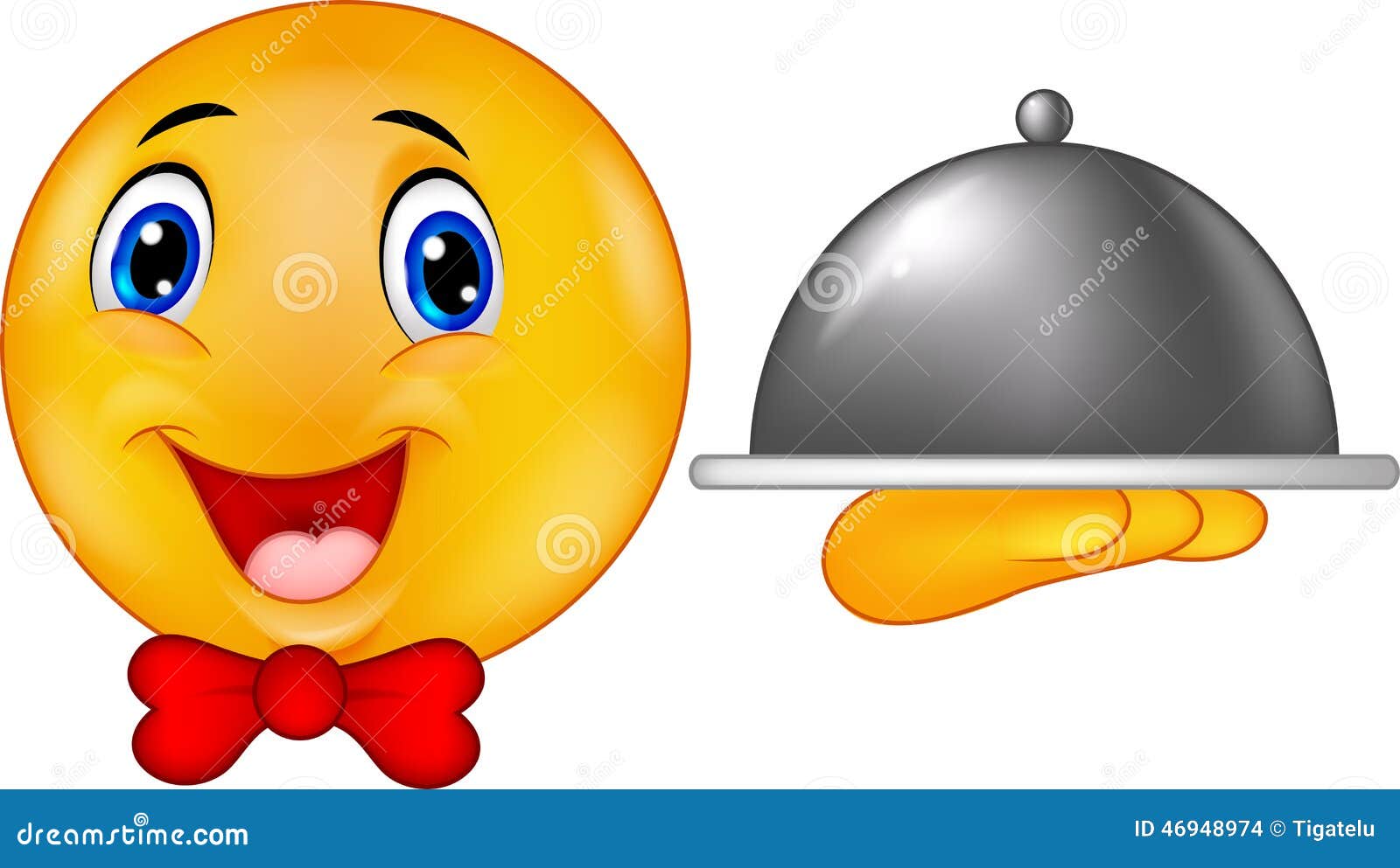 Emoticon Smiley Holding Silver Plater Stock Vector - Image: 46948974