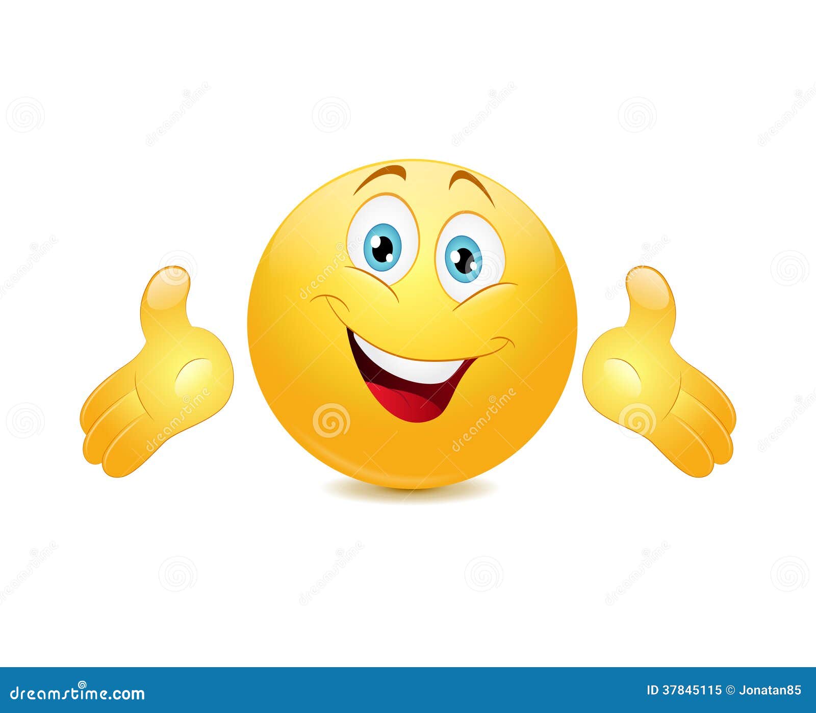 Emoticon Som Framlägger Med Hans Händer Vektor Illustrationer ...