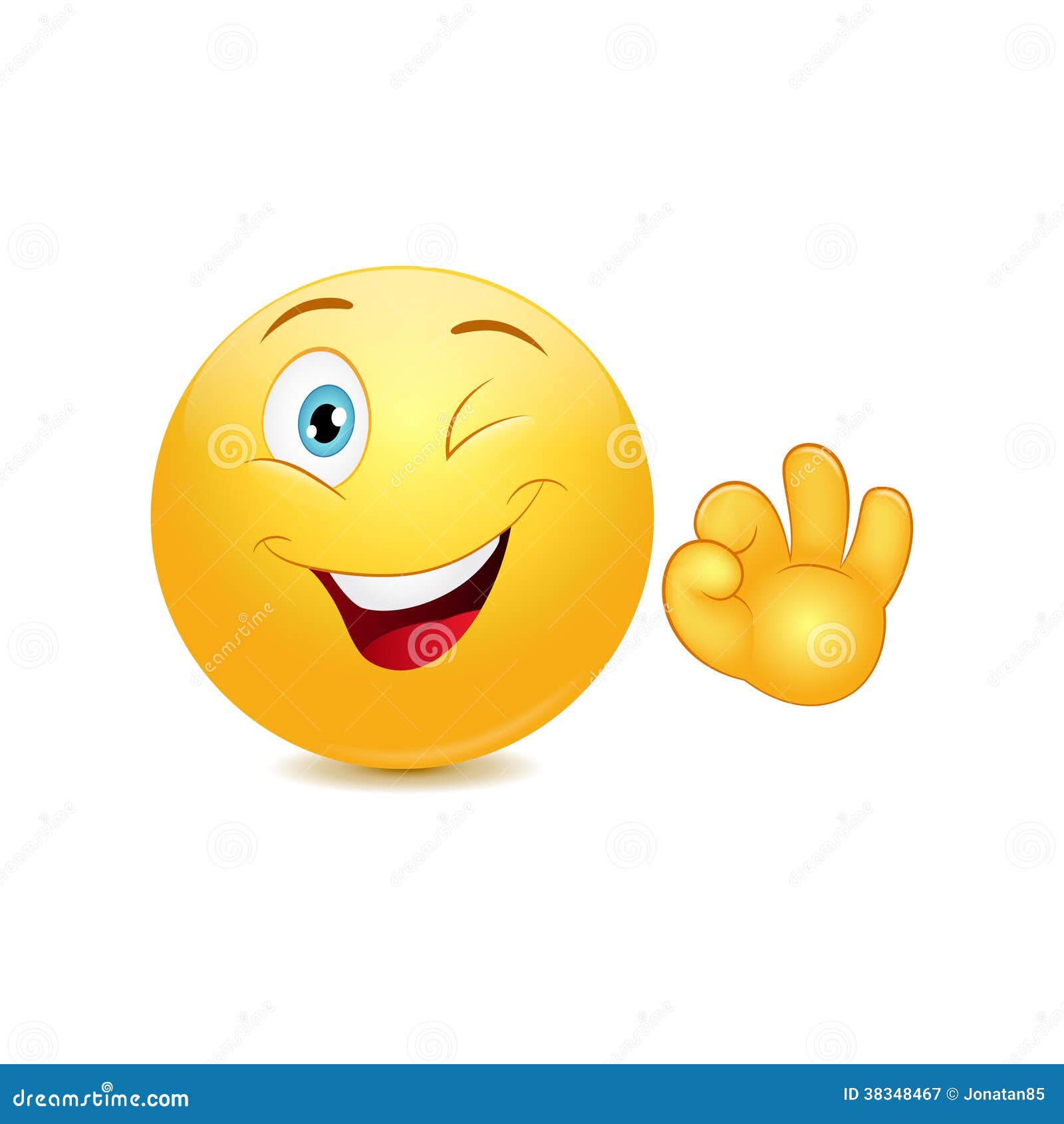 Emoticon Sonriente Con La Muestra Aceptable Ilustración del Vector ...