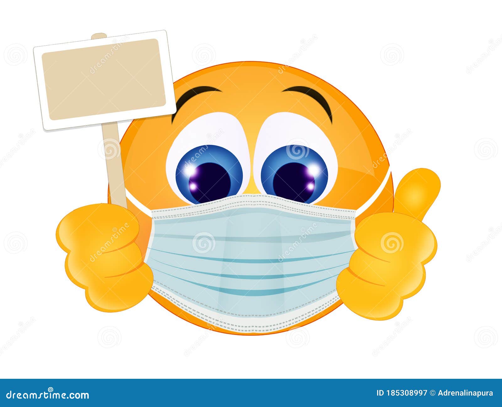 Emoticon with Surgical Mask Stock Illustration - Illustration of ...