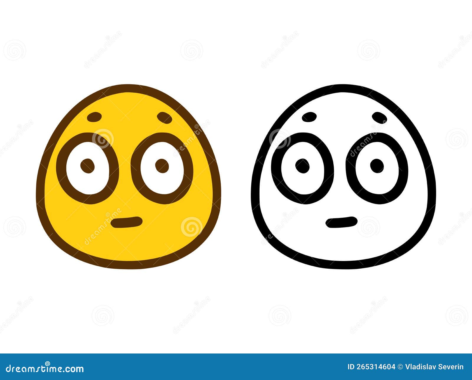 Emoticon with a Surprised Face in Doodle Style Stock Vector ...