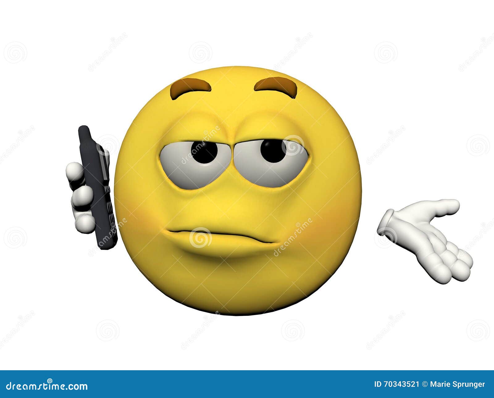 Emoticon by the Telephone - 3d Render Stock Illustration - Illustration ...