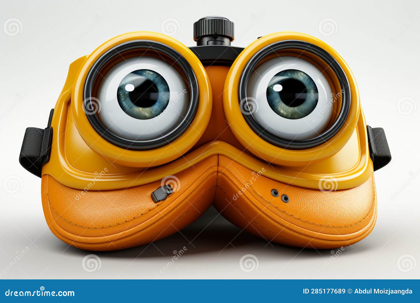 Emoticon Using Binoculars in 3D on White Stock Illustration ...