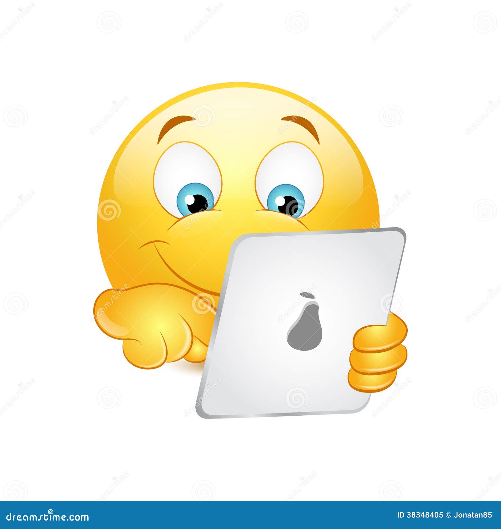Emoticon using a tablet stock vector. Illustration of business - 38348405