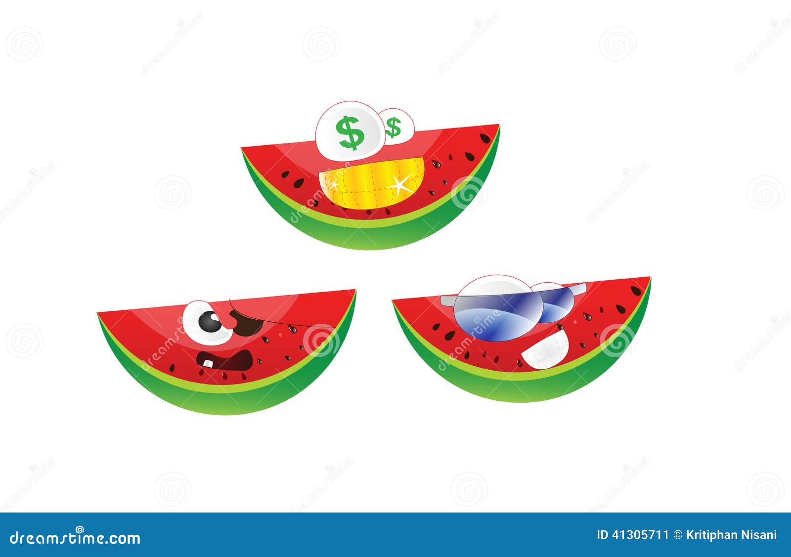 Emoticon watermelon stock vector. Illustration of business - 41305711