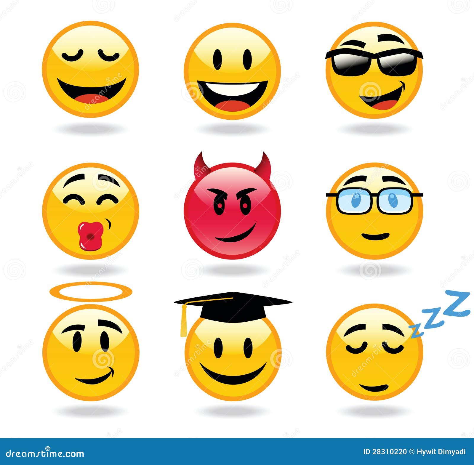 Emoticons character icons stock vector. Illustration of glasses - 28310220