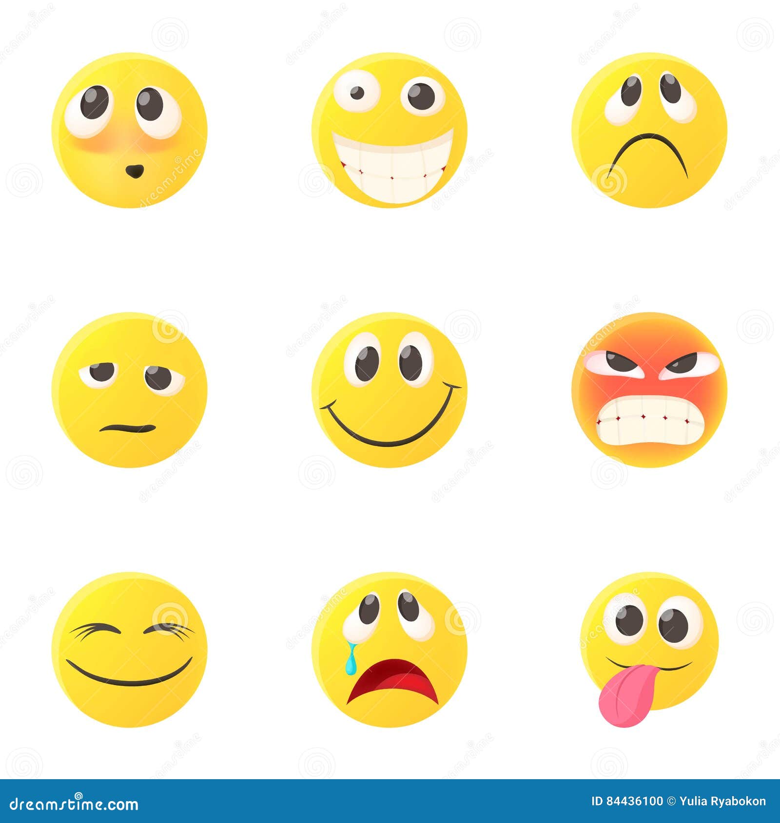Emoticons for Chatting Icons Set, Cartoon Style Stock Vector ...