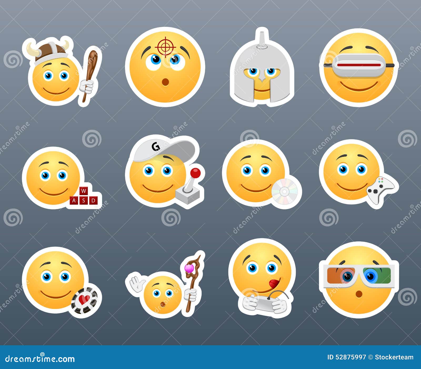 Emoticons, die spielen stock abbildung. Illustration von chip - 52875997
