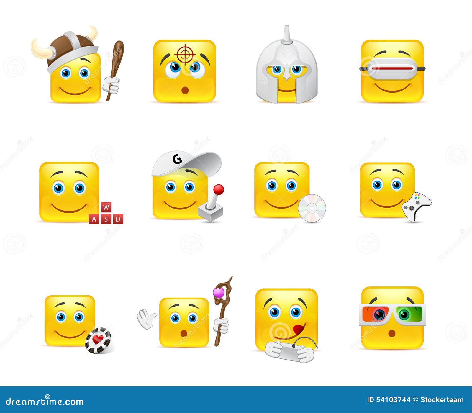 Emoticons, die spielen stock abbildung. Illustration von gesicht - 54103744