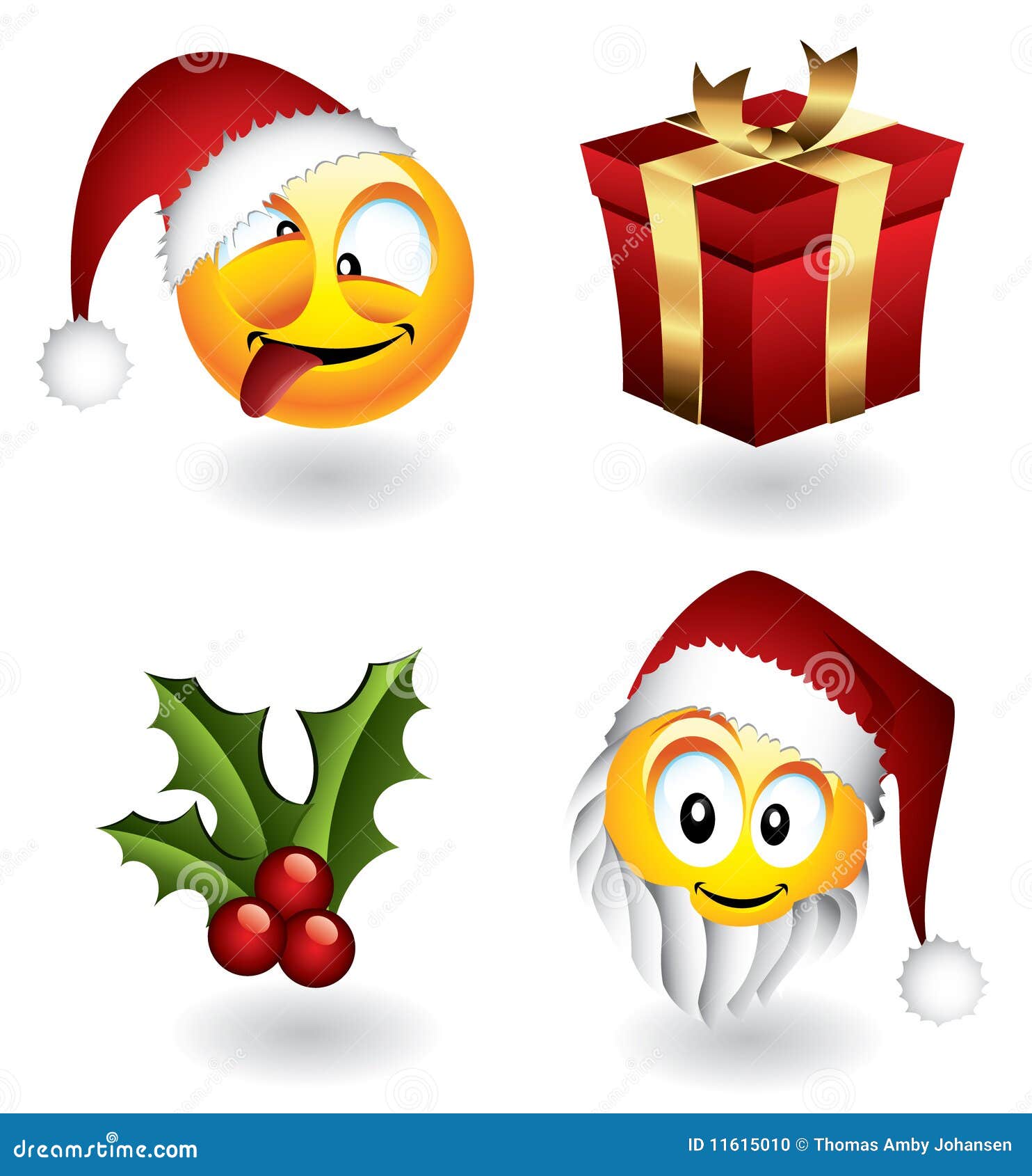 Emoticons E Elementos Do Natal Ilustração do Vetor - Ilustração de ...