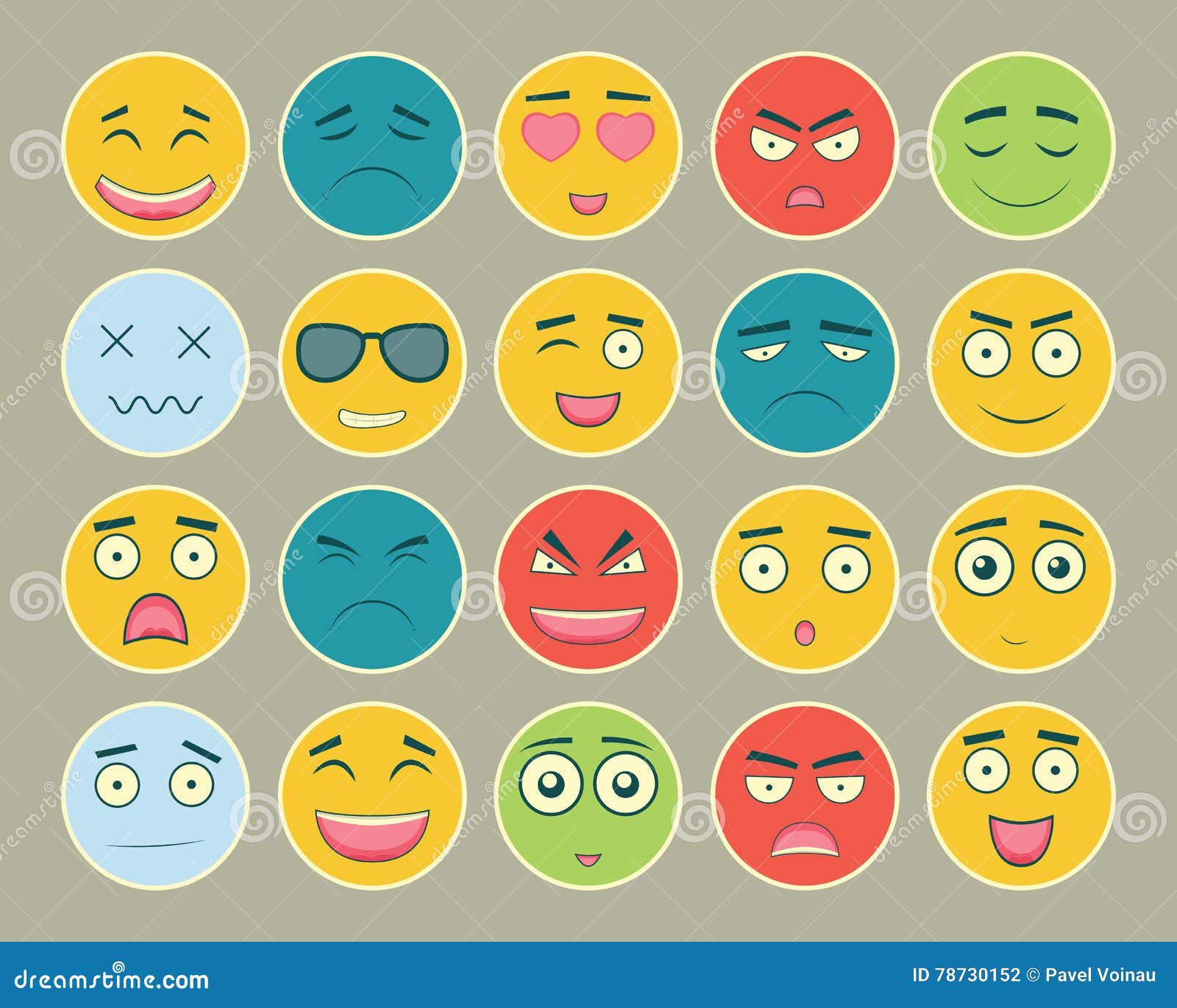 Emoticons Flat Design Set. Emoticon for Web Site, Chat, Sms. Emoticons ...