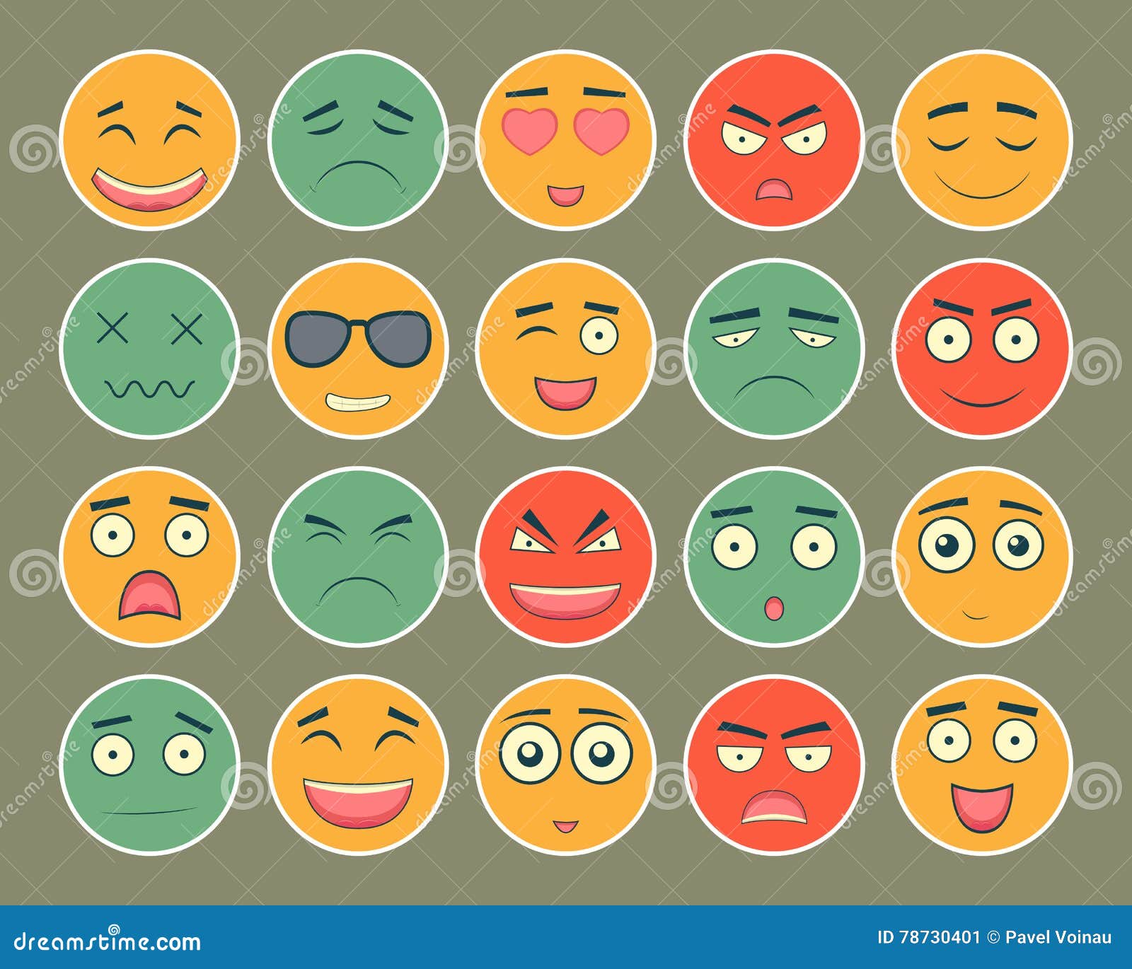 Emoticons Flat Design Set. Emoticon for Web Site, Chat, Sms. Emoticons ...