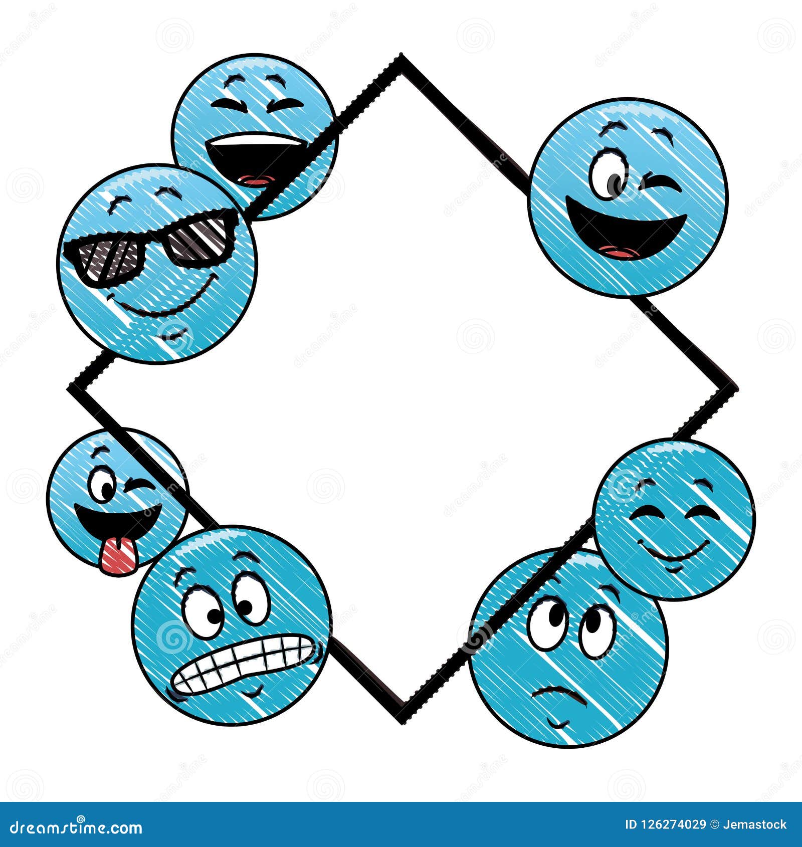 Emoticons Frame Concept Scribble Stock Vector - Illustration of button ...