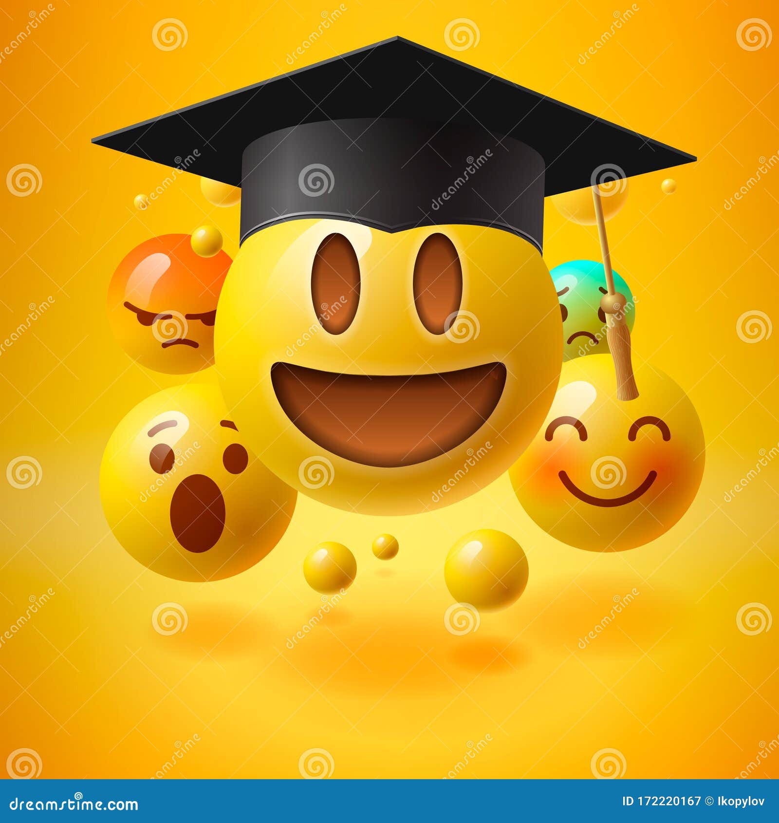 Emoticons in Graduation Hat. Educational Resources, Online Learning ...