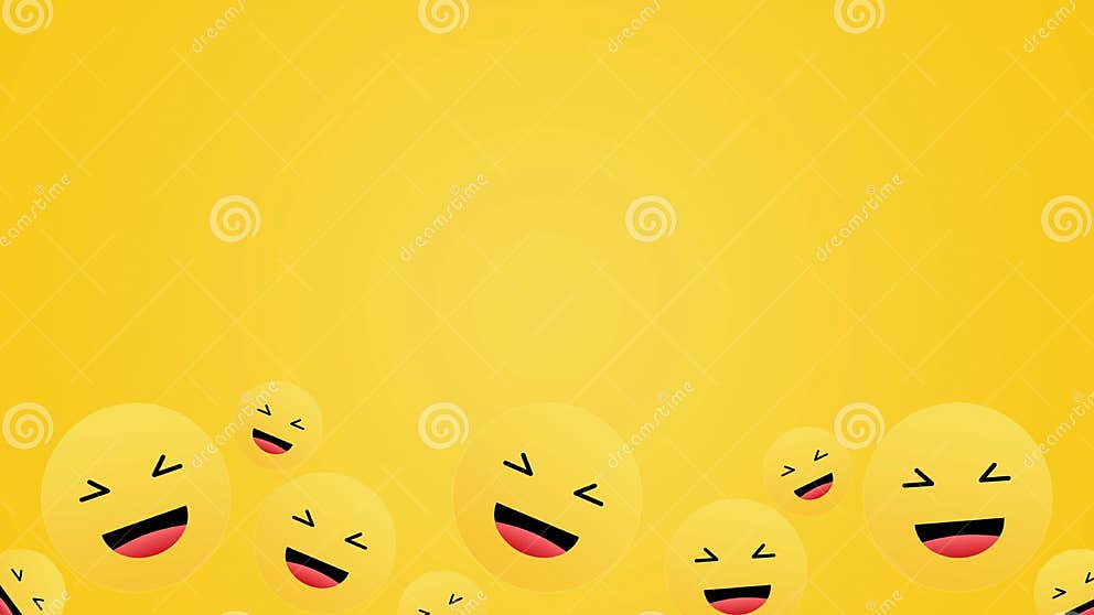 Emoticons or Happy Smiley Faces in Yellow Empty Space Background Stock ...