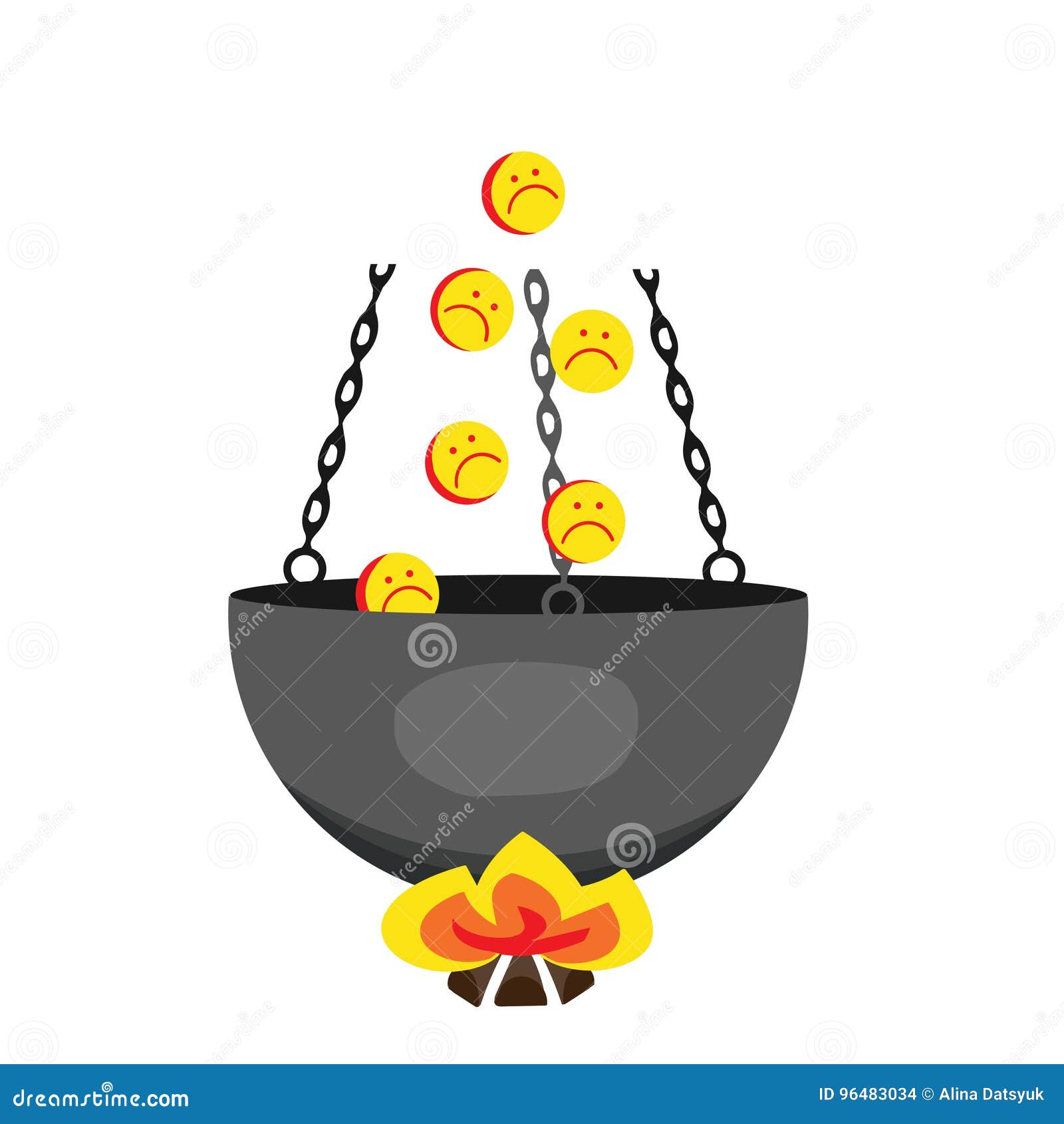 Emoticons in Hell. Sinners in the Cauldron Vector Illustration Stock ...