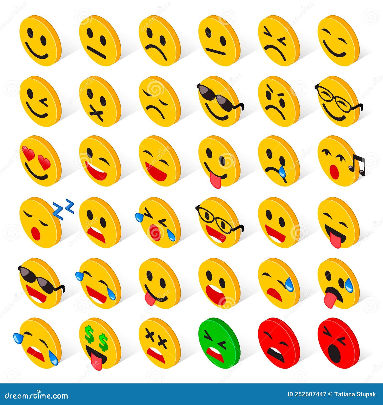 Smile Boy Set Of Different Emotions Male Character. Handsome Man Emoji ...