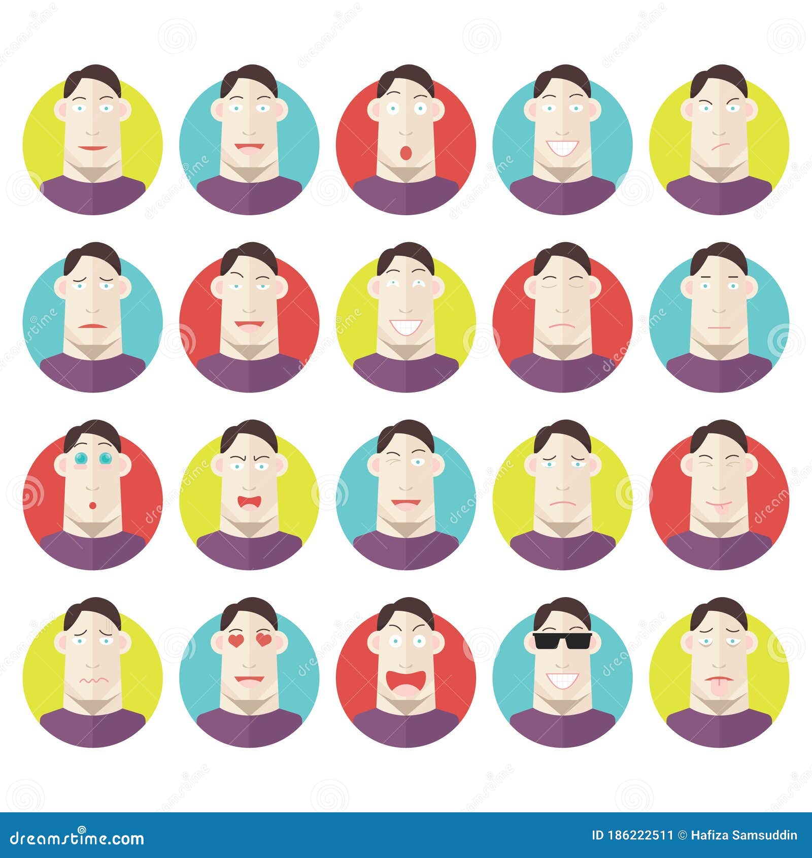 Emoticons of Man. Vector Illustration Decorative Design Stock Vector ...