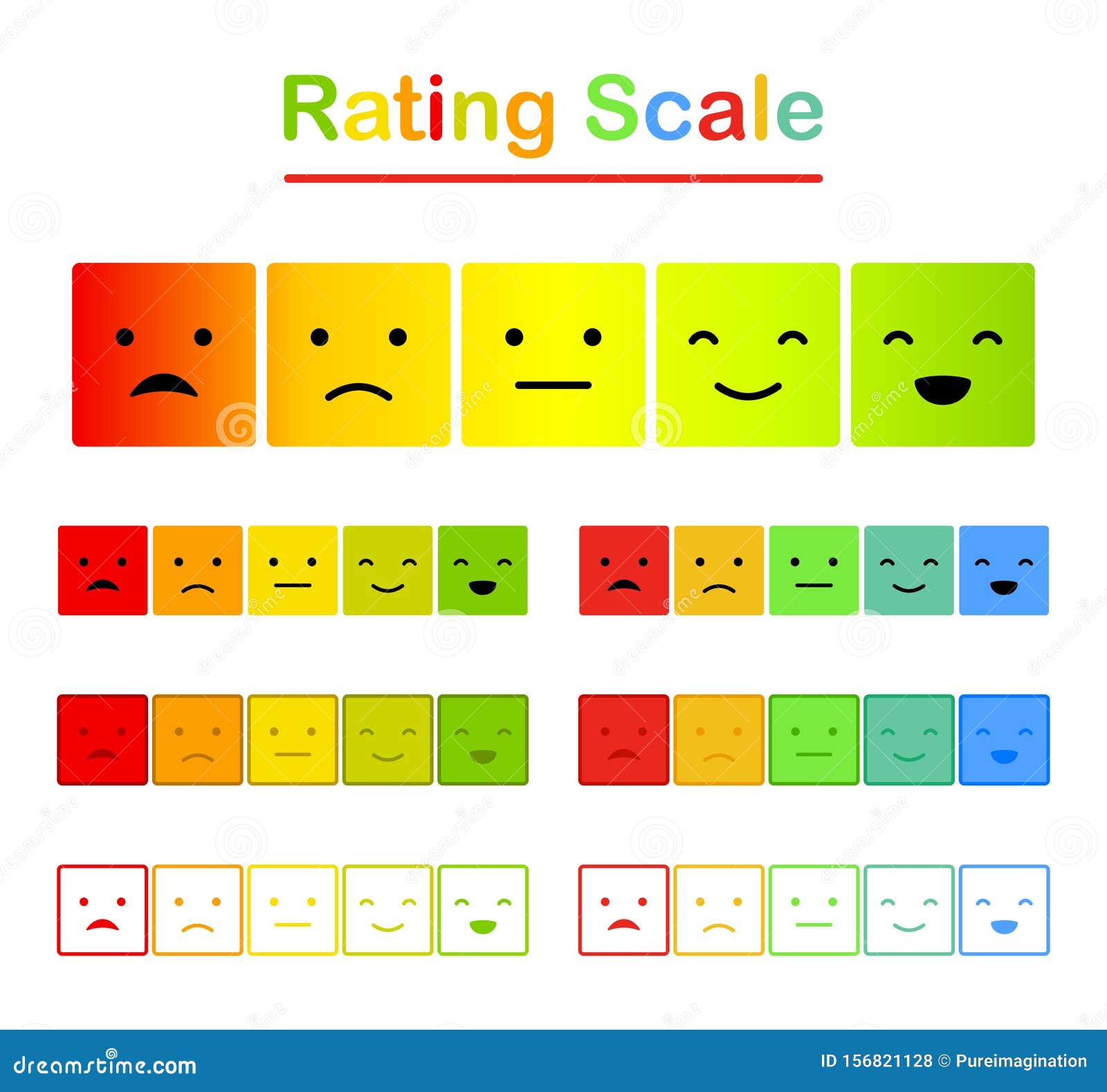 Emoticons Mood Scale on White Background Stock Vector - Illustration of ...