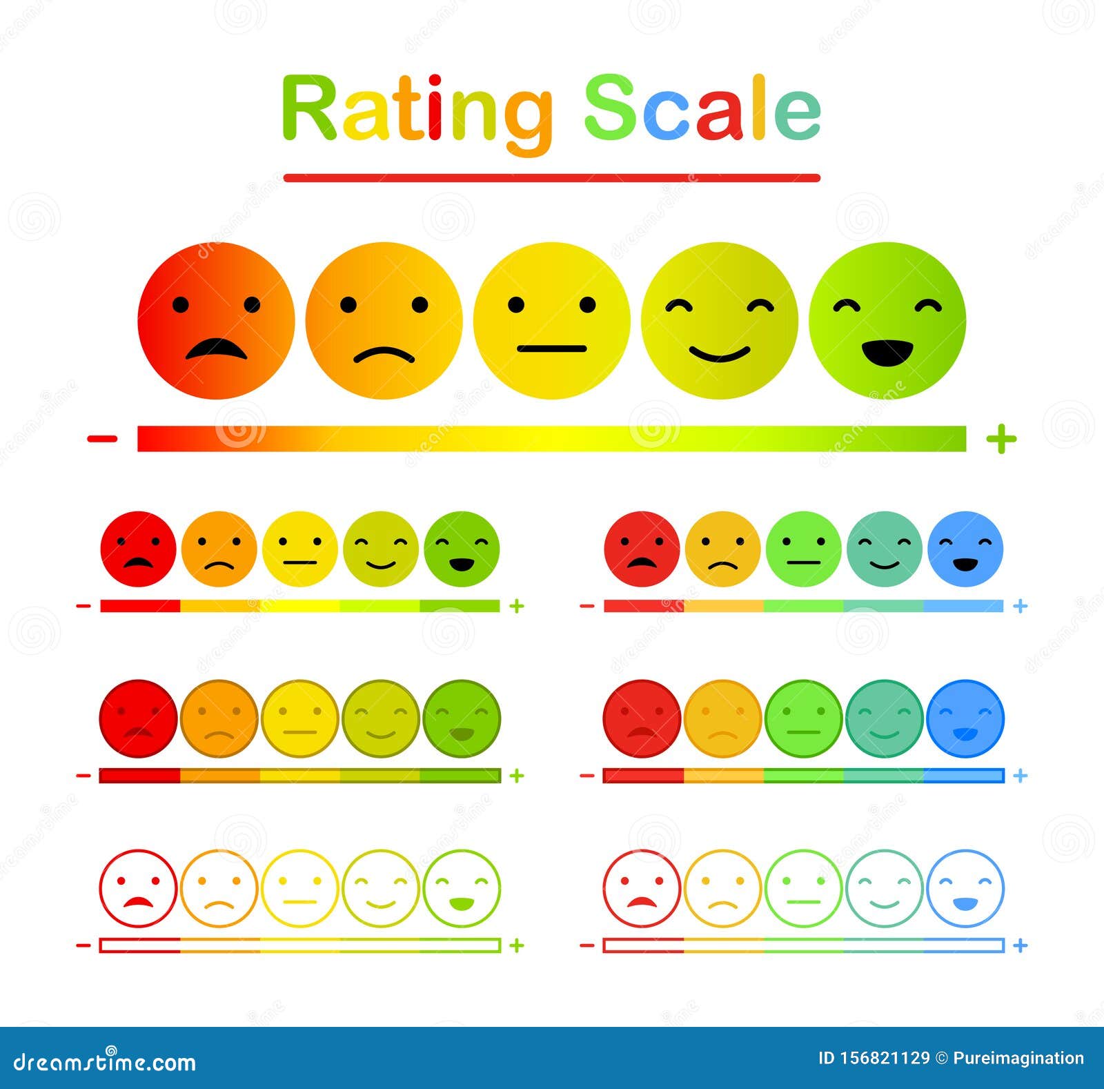 Emoticons Mood Scale on White Background Stock Vector - Illustration of ...