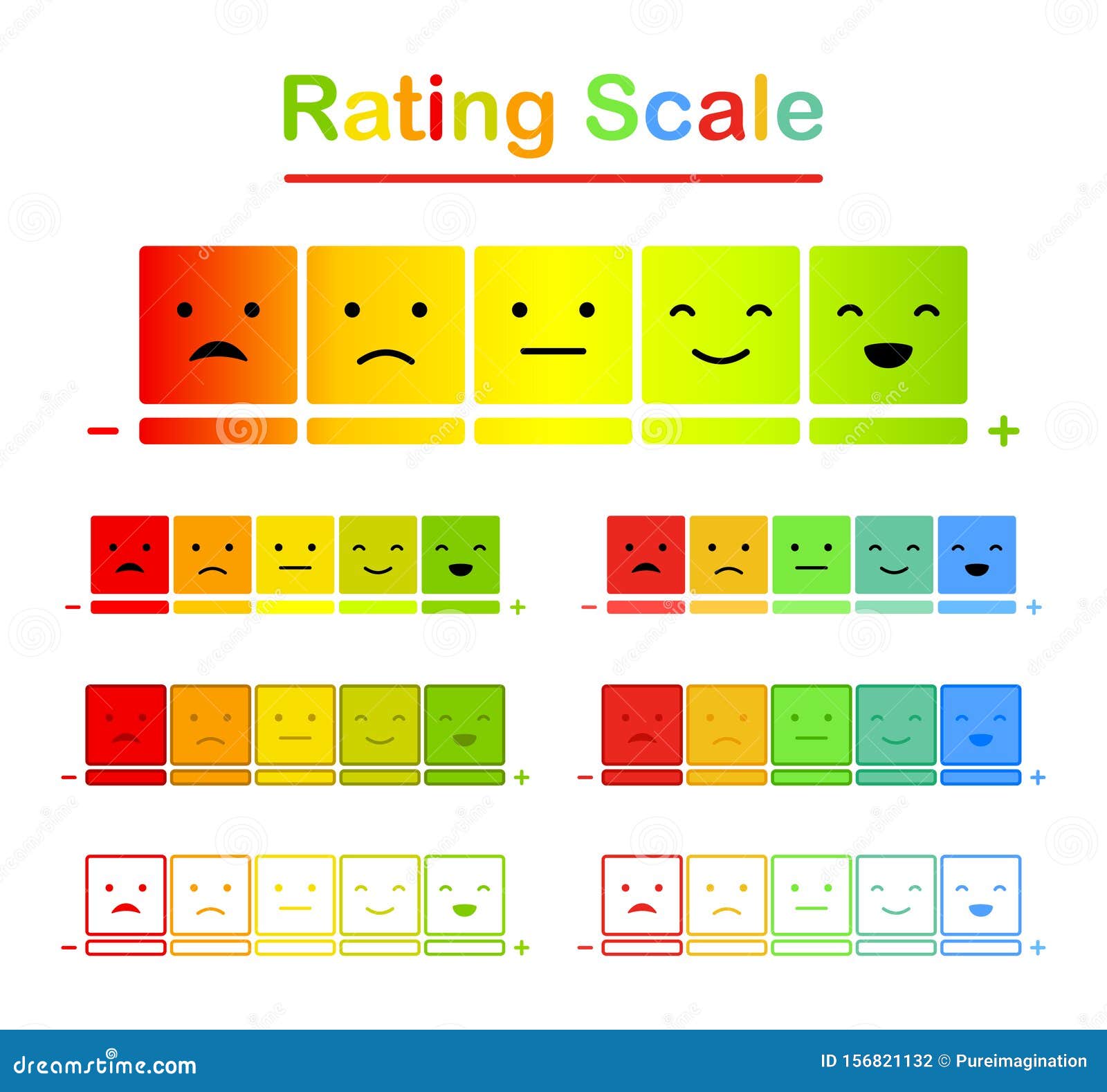 Emoticons Mood Scale on White Background Stock Vector - Illustration of ...