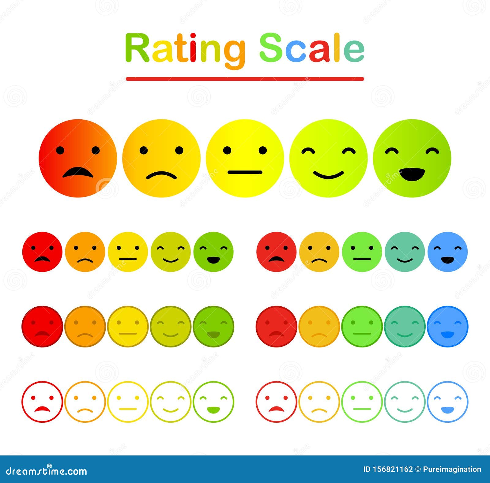Emoticons Mood Scale on White Background Stock Vector - Illustration of ...