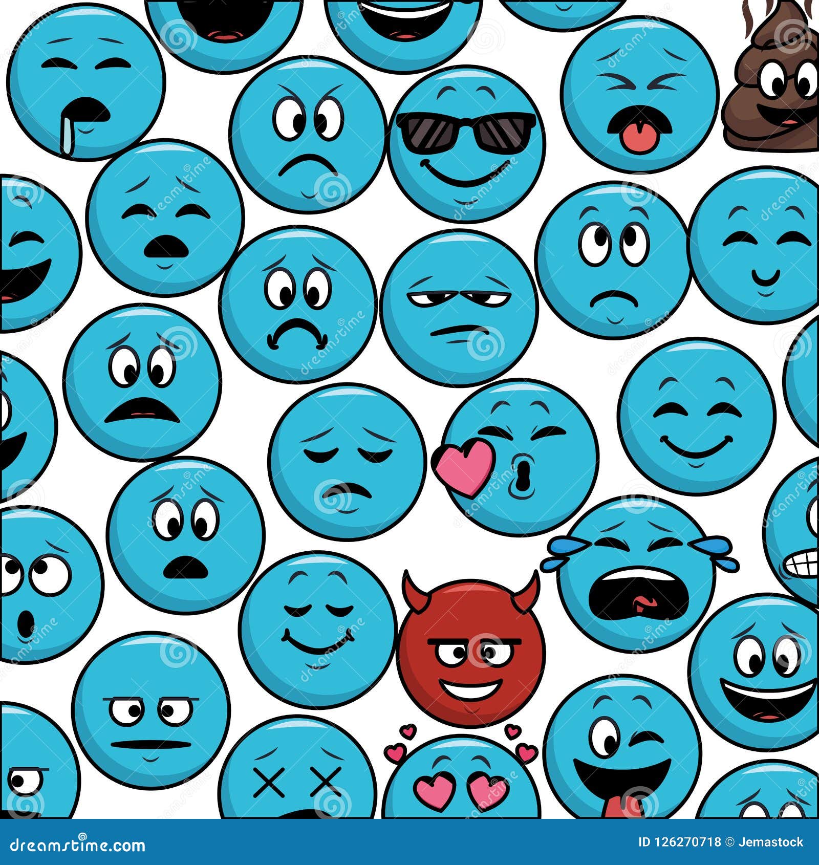 Emoticons Pattern Background Stock Vector - Illustration of humor ...