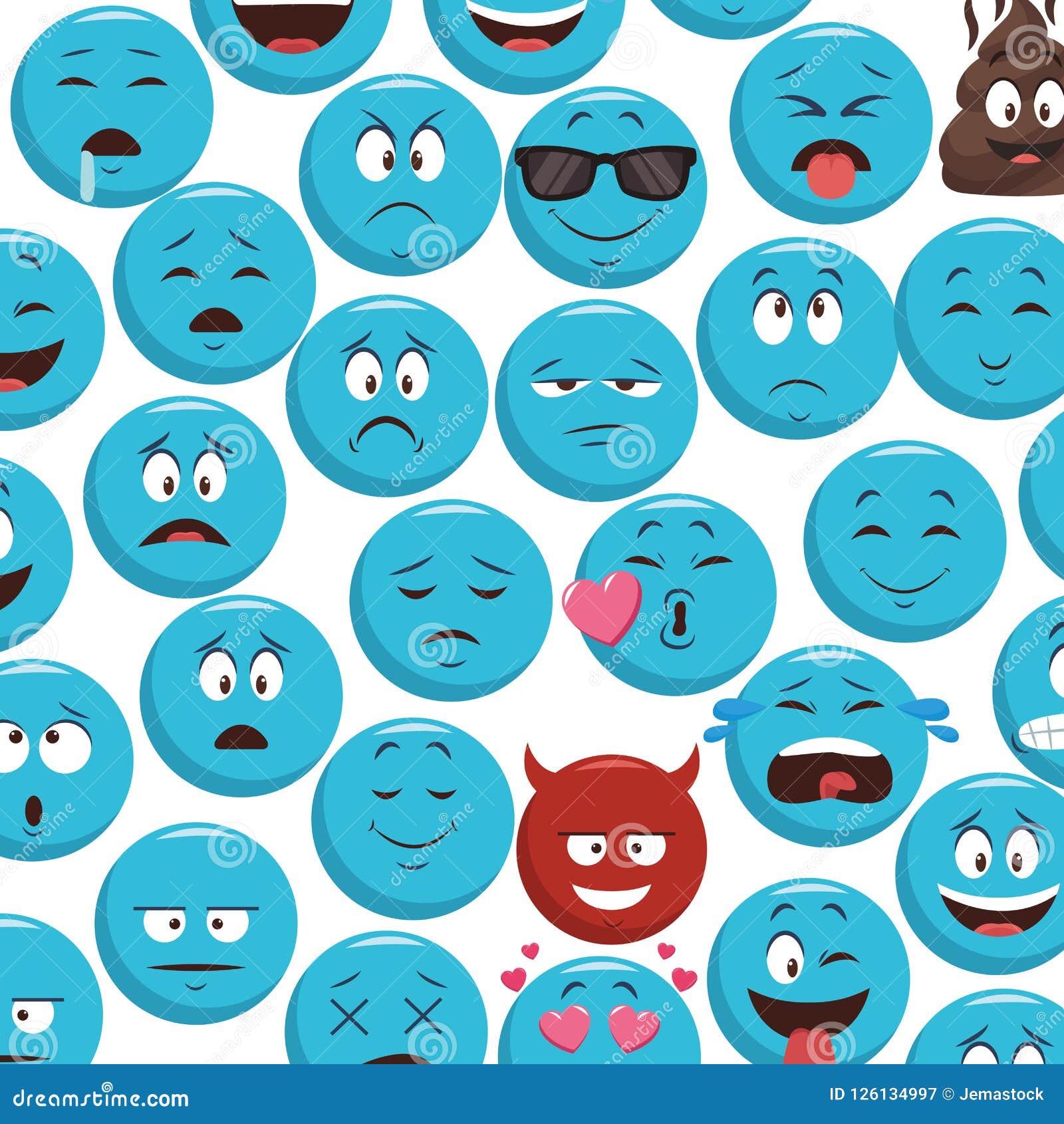 Emoticons Pattern Background Stock Vector - Illustration of icon, humor ...