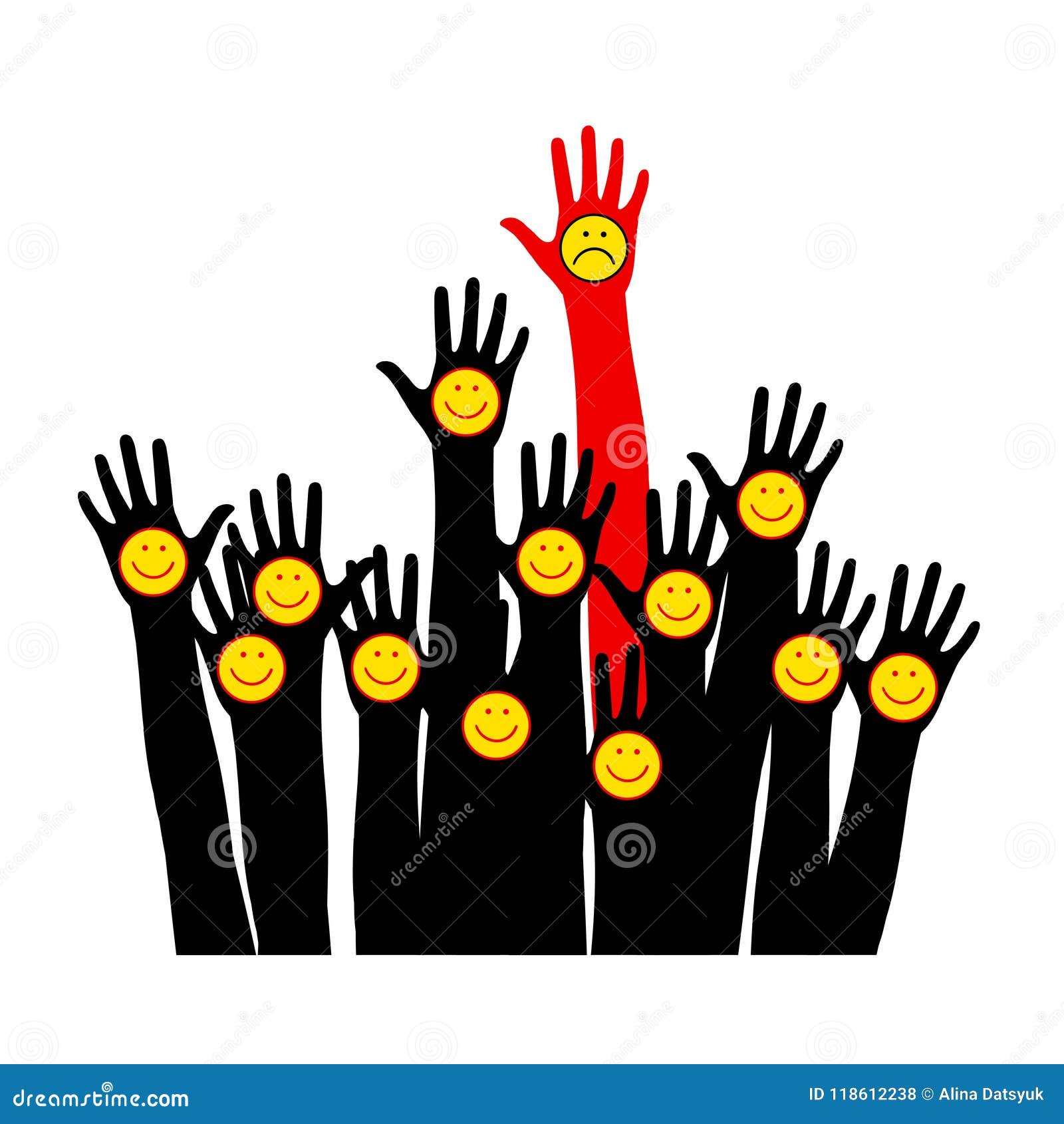 Emoticons. Raised hands. stock vector. Illustration of concept - 118612238