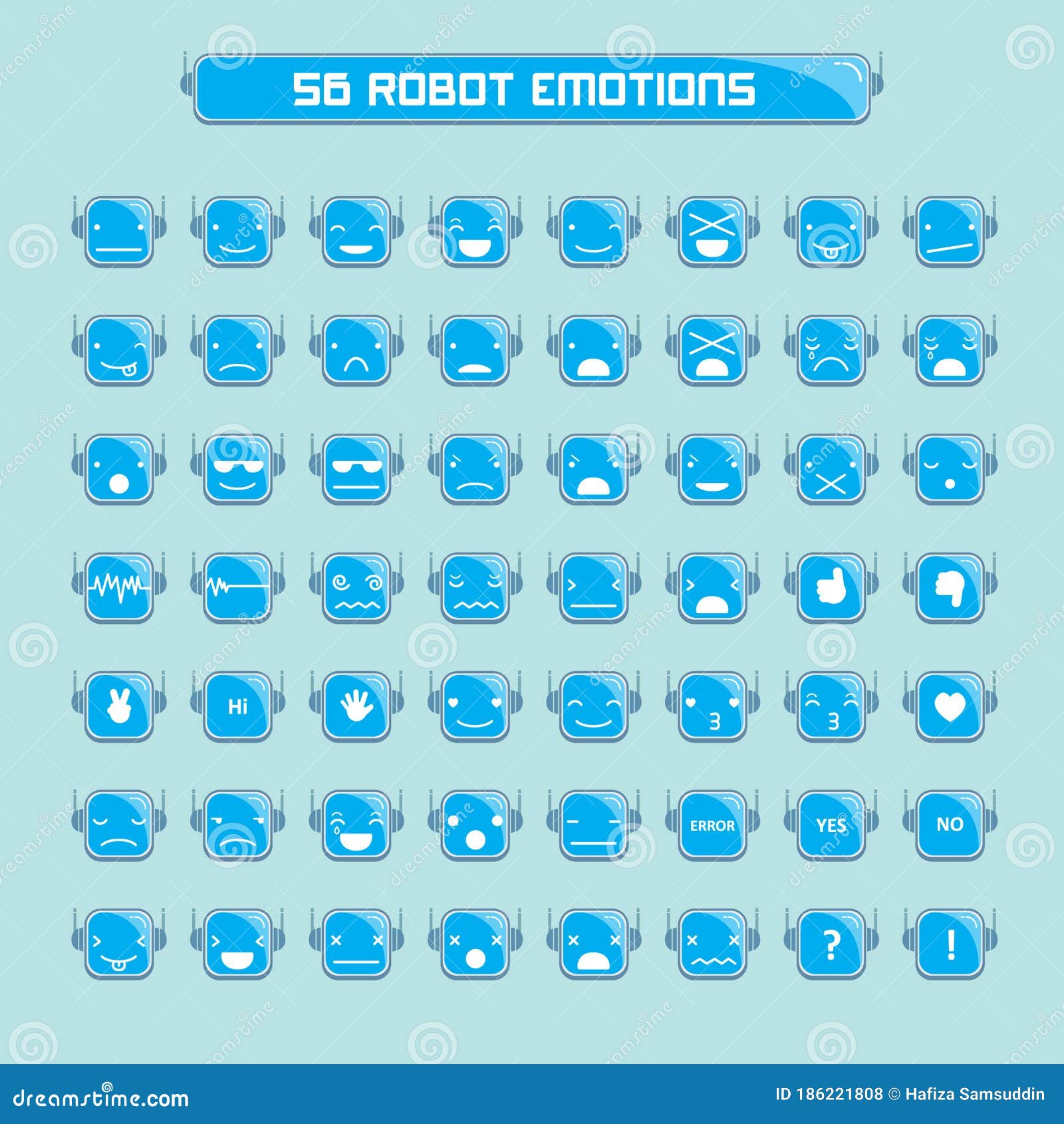 Emoticons of Robot. Vector Illustration Decorative Design Stock Vector ...