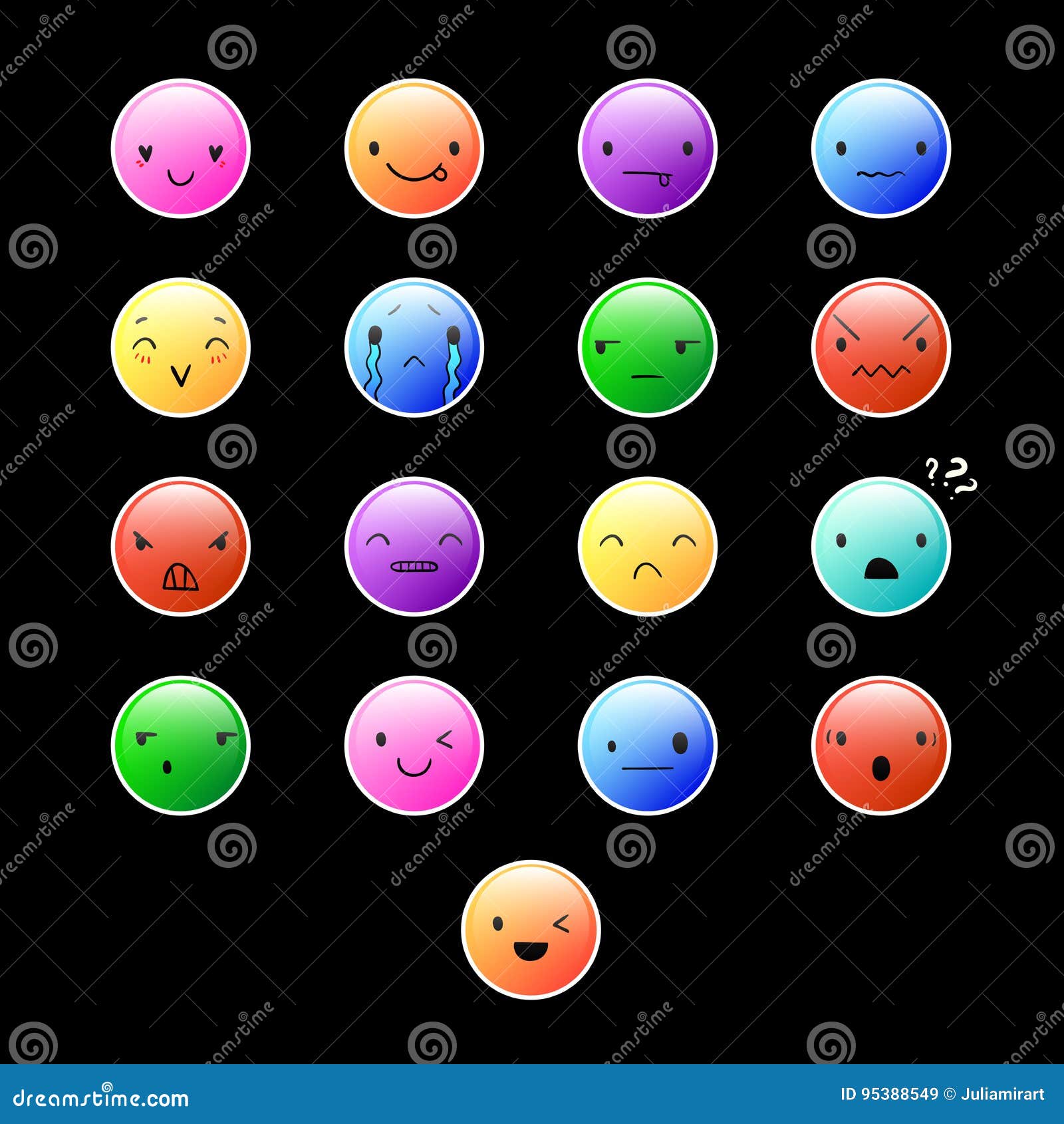 Emoticons Round Color New 3 Stock Vector - Illustration of emoticon ...