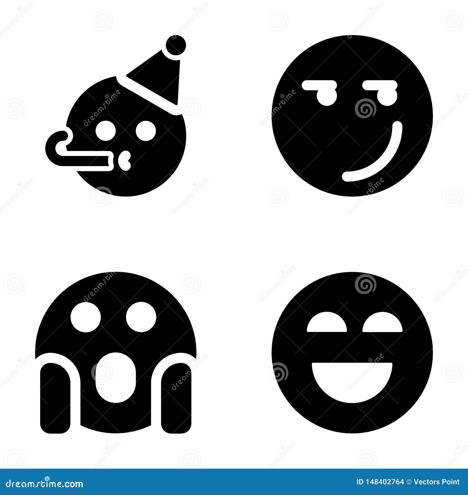 Emoticons Solid Icons stock illustration. Illustration of flushed ...
