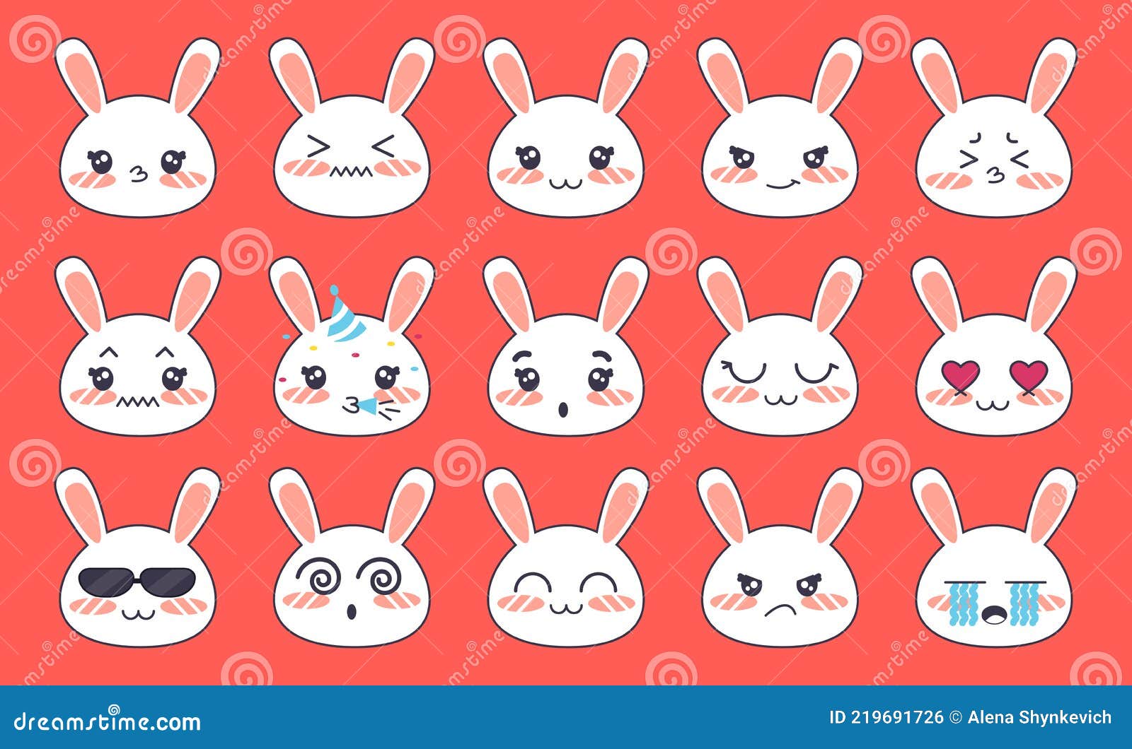 Rabbit Sad Emoji. Hare Sorrowful Emotions. Animal Dull. Vector I ...