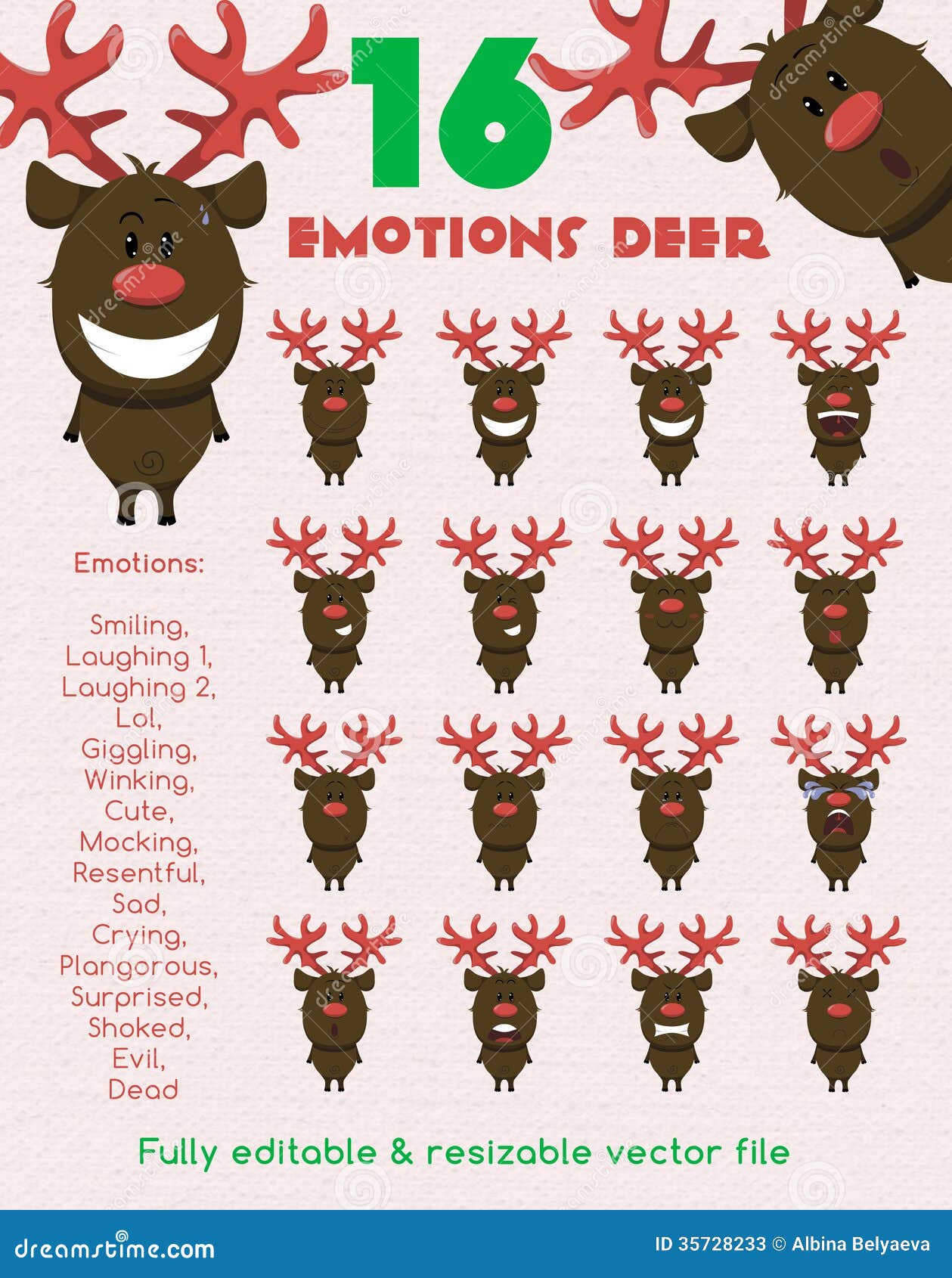 Emoties grappige herten stock illustratie. Illustration of woedend ...