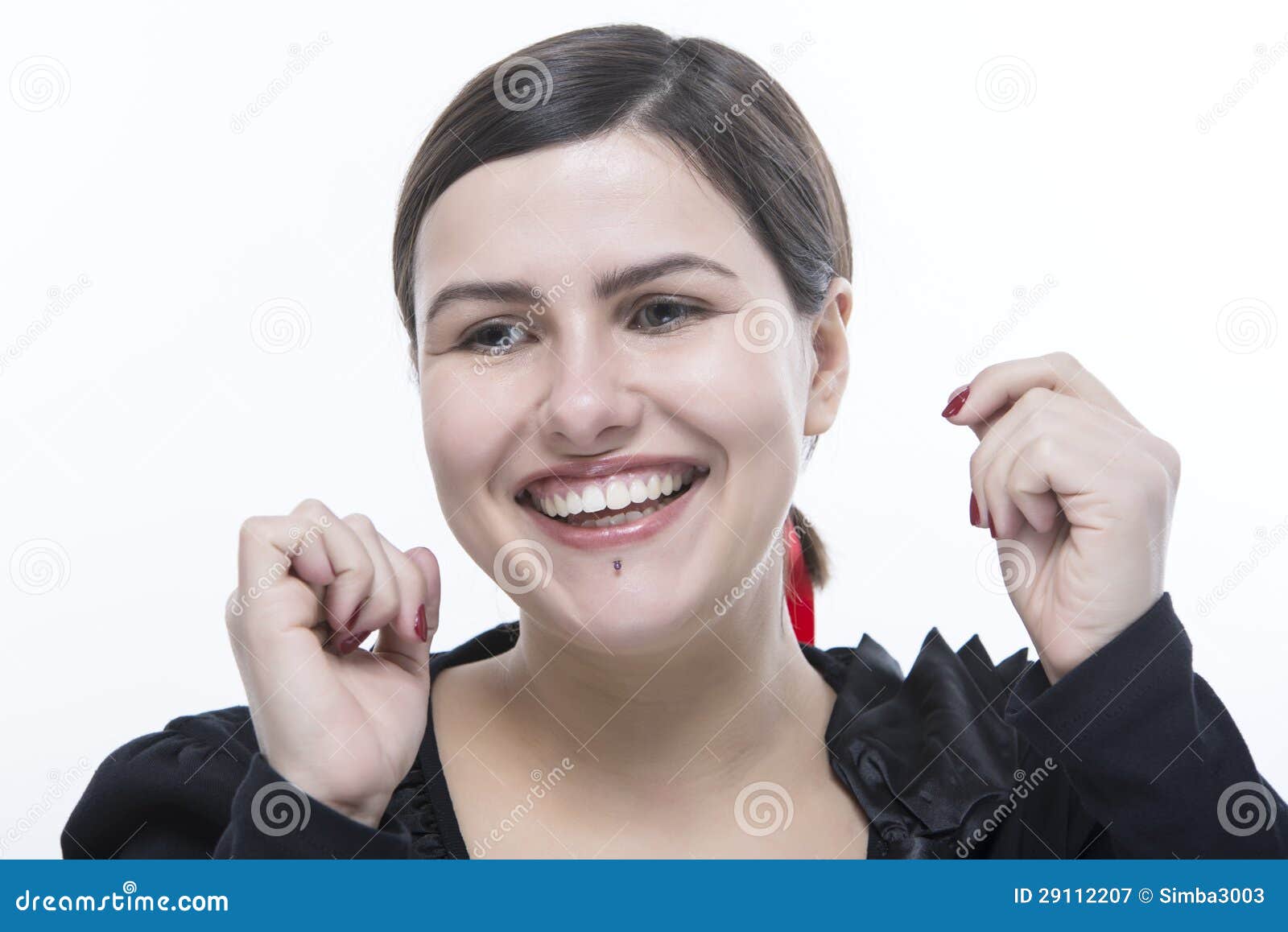 Portrait of Cute Girl Laughing Wide Stock Image - Image of female ...